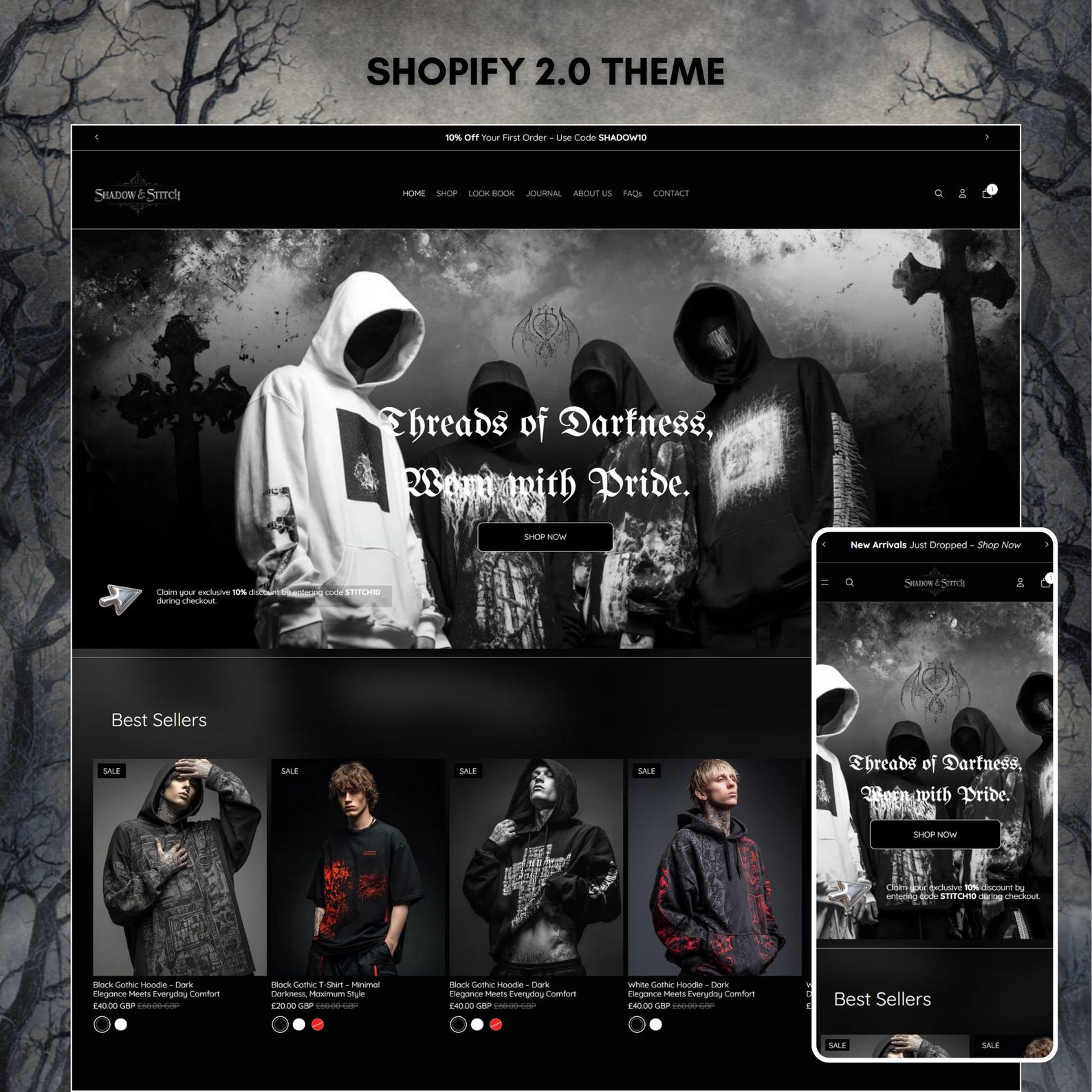 Gothic Shopify Theme, Black Shopify Theme, Alternative Clothing Store ...