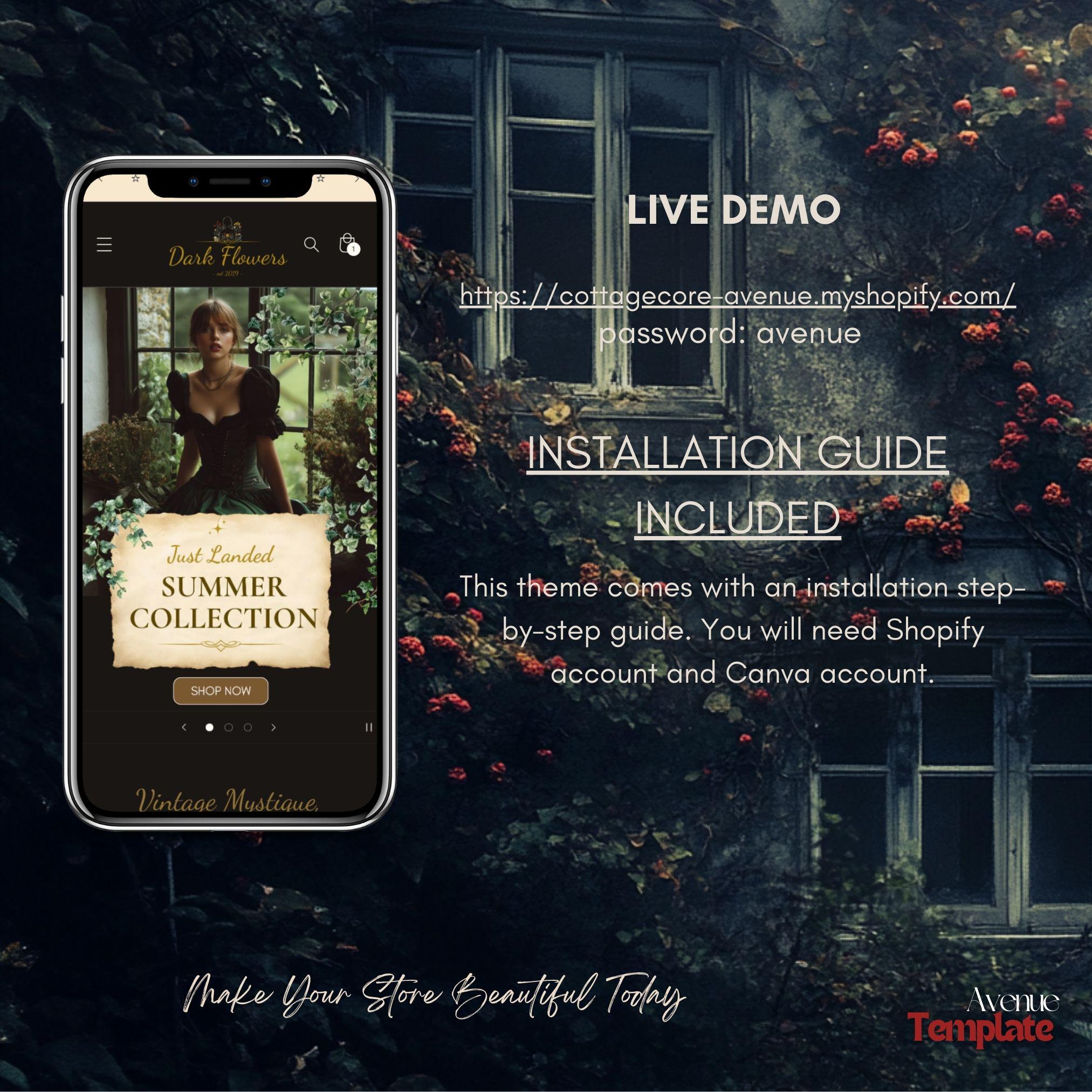 Dark Cottagecore Shopify Theme, Black Shopify Theme, Dark Shopify ...