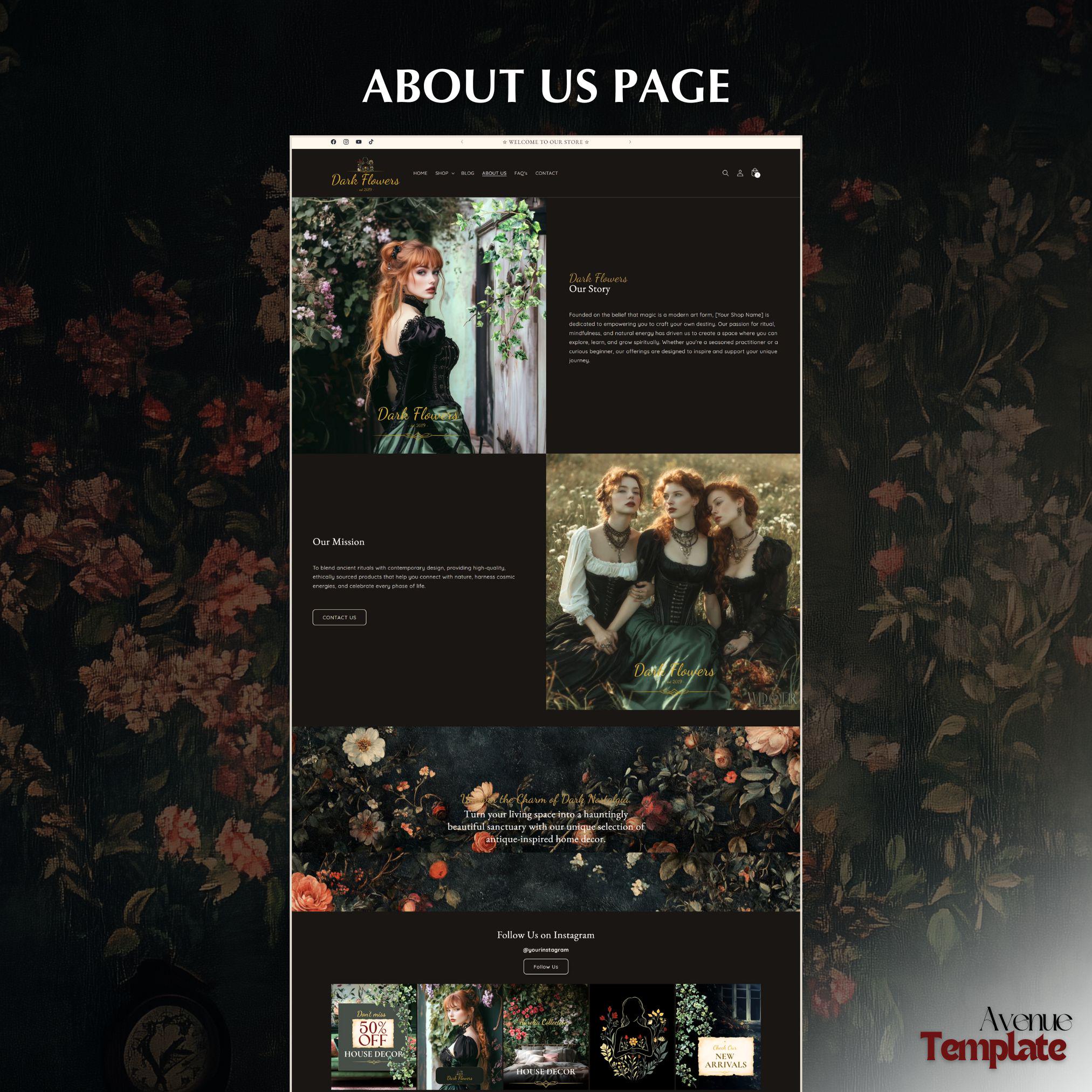 Dark Cottagecore Shopify Theme, Black Shopify Theme, Dark Shopify ...