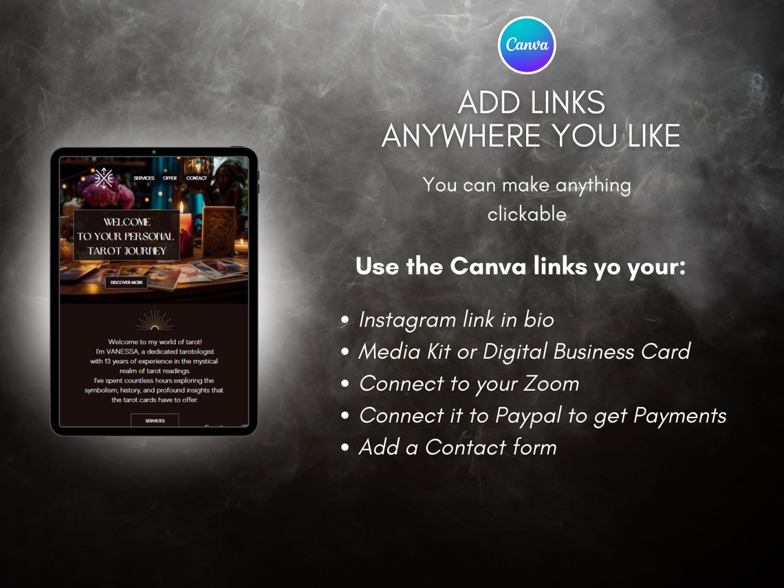 Dark Canva Website, Tarot Website Template Canva, Magic Astrologer ...