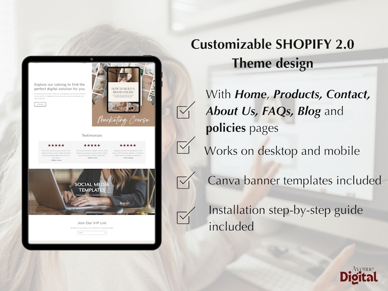 Digital Products Shopify Template, Pastel Aesthetic Shopify Website ...