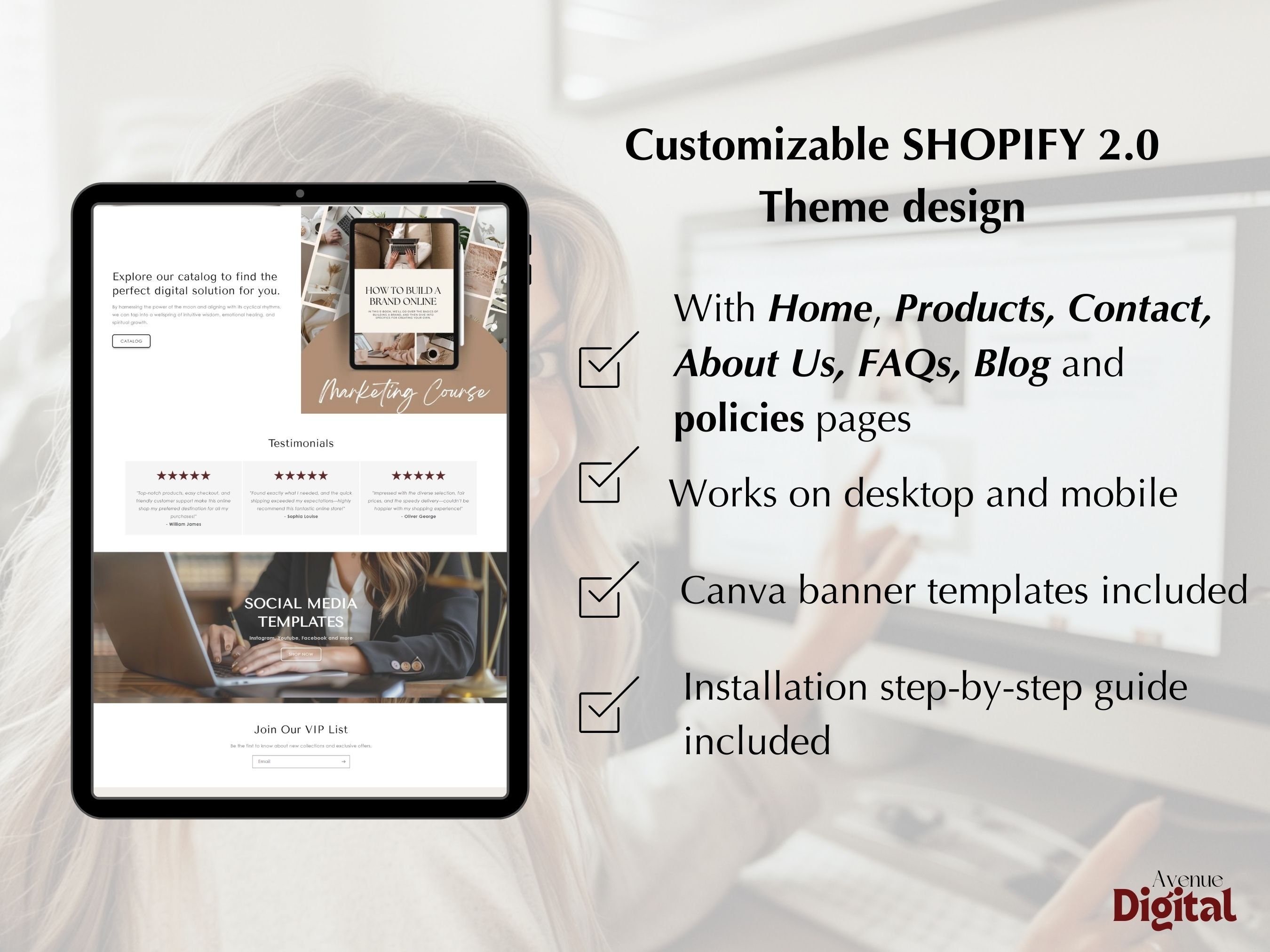 Digital Products Shopify Template, Pastel Aesthetic Shopify Website ...