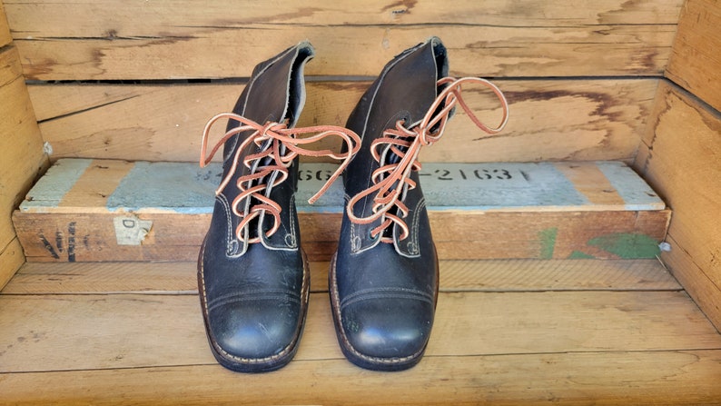 Vintage Australian Men's Size 7.5 1950's Leather Lace-up Ammo Boots ...