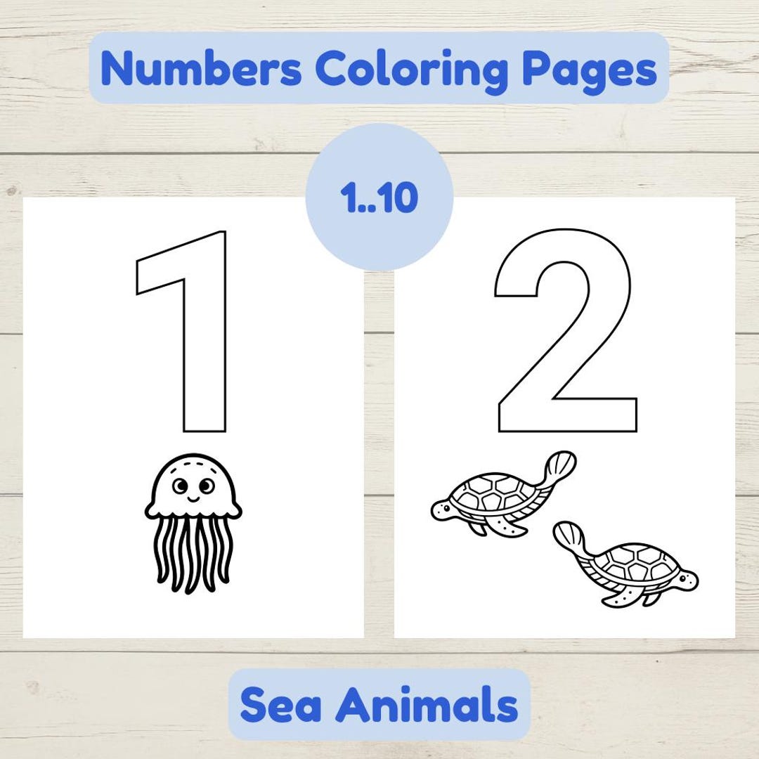 Sea Animals Numbers 1-10 Coloring Pages | Ocean Preschool | Printable ...