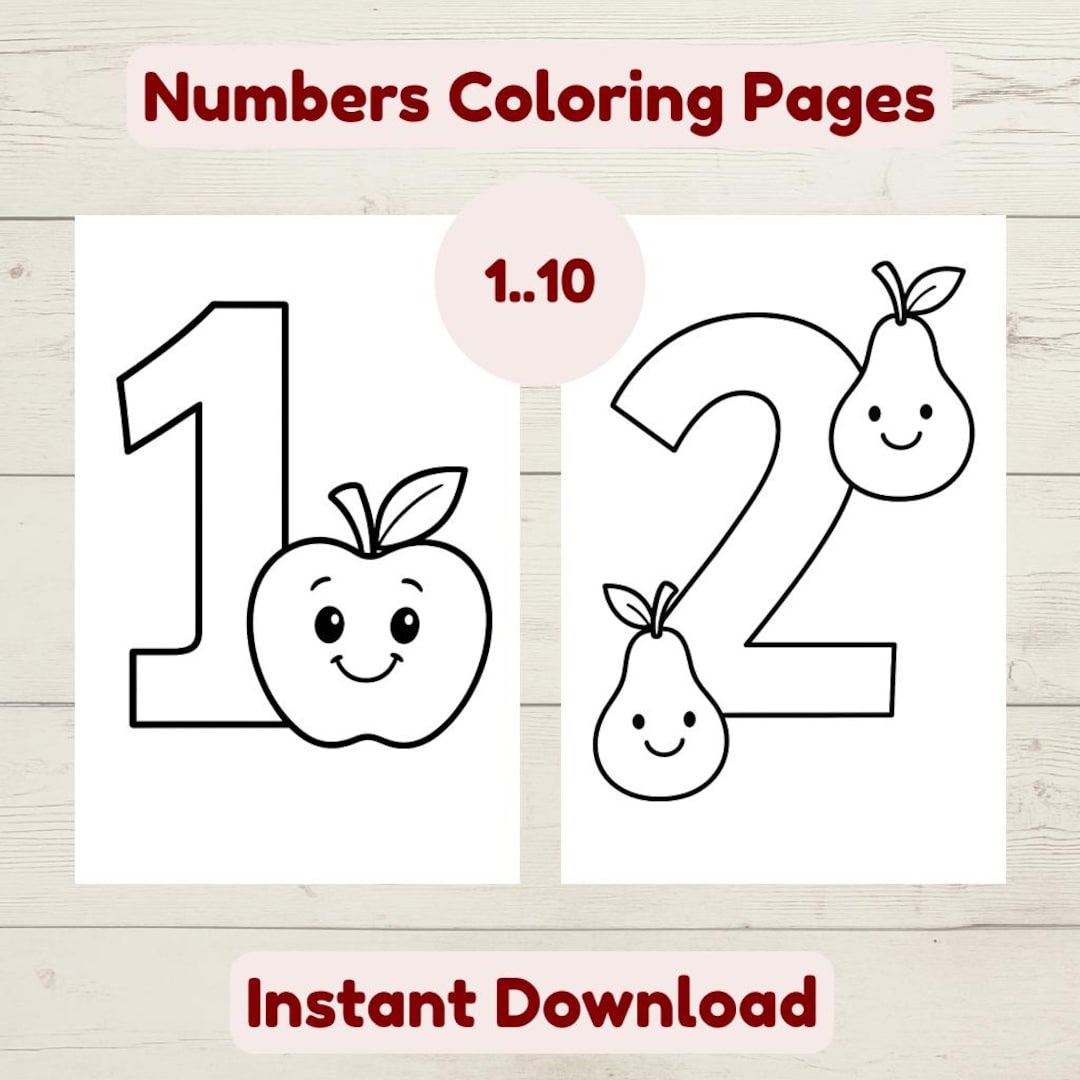 Number Coloring Pages (1-10) Printable Preschool, Kindergarten ...