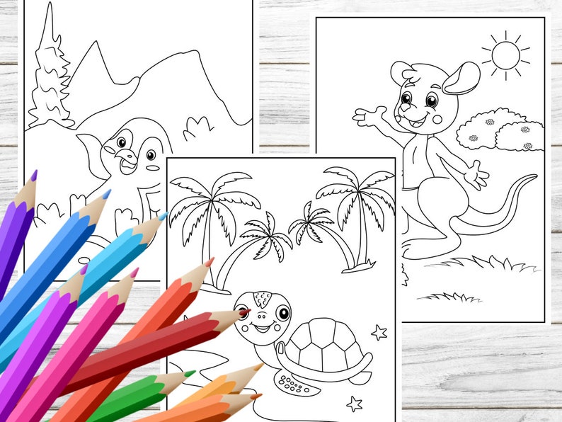 10 Cute Animal Coloring Pages for Kids Printable Animal - Etsy