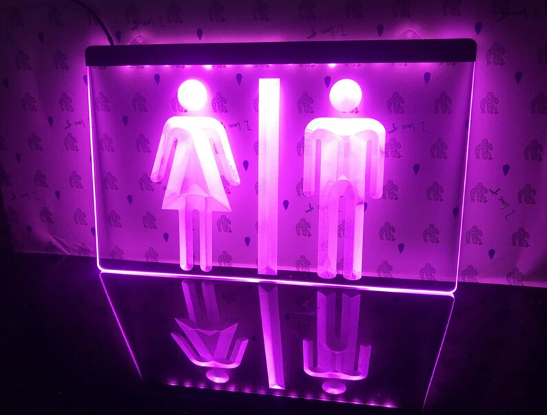 Toilet Restrooms Washroom WC Male Female Bright Display LED Light Neon ...