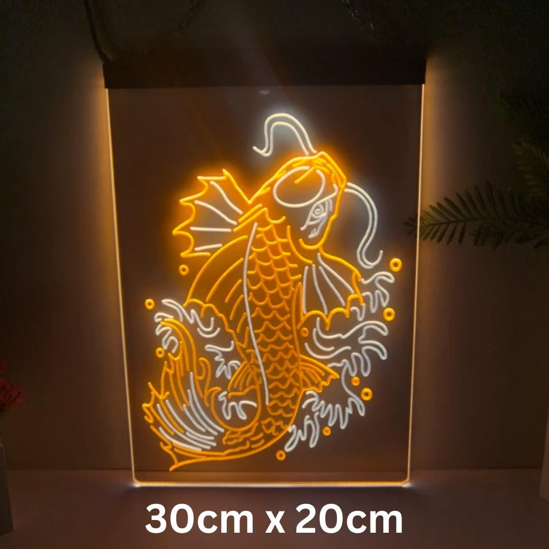Koi Fish Sign, Japanese Fish Led Light Sign 3D Neon Bar Pub Club ...