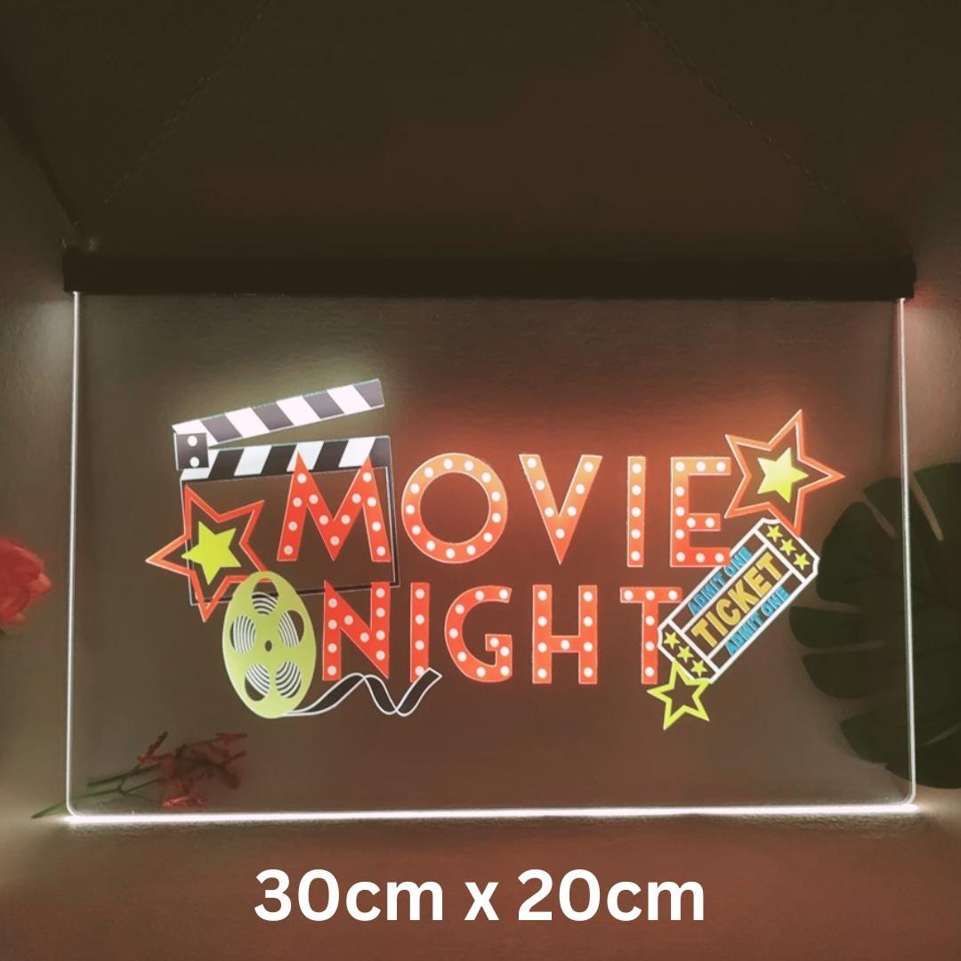 Movie Ticket Sign, Movie Night Led Light Sign 3D Neon for Cinema Film ...