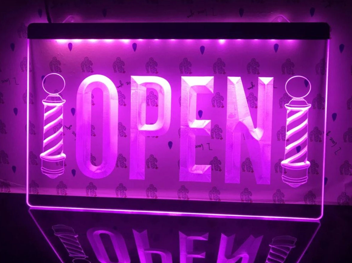 Barber Open Poles Haircut LED Light Neon Sign for Hairdresser Trendy ...