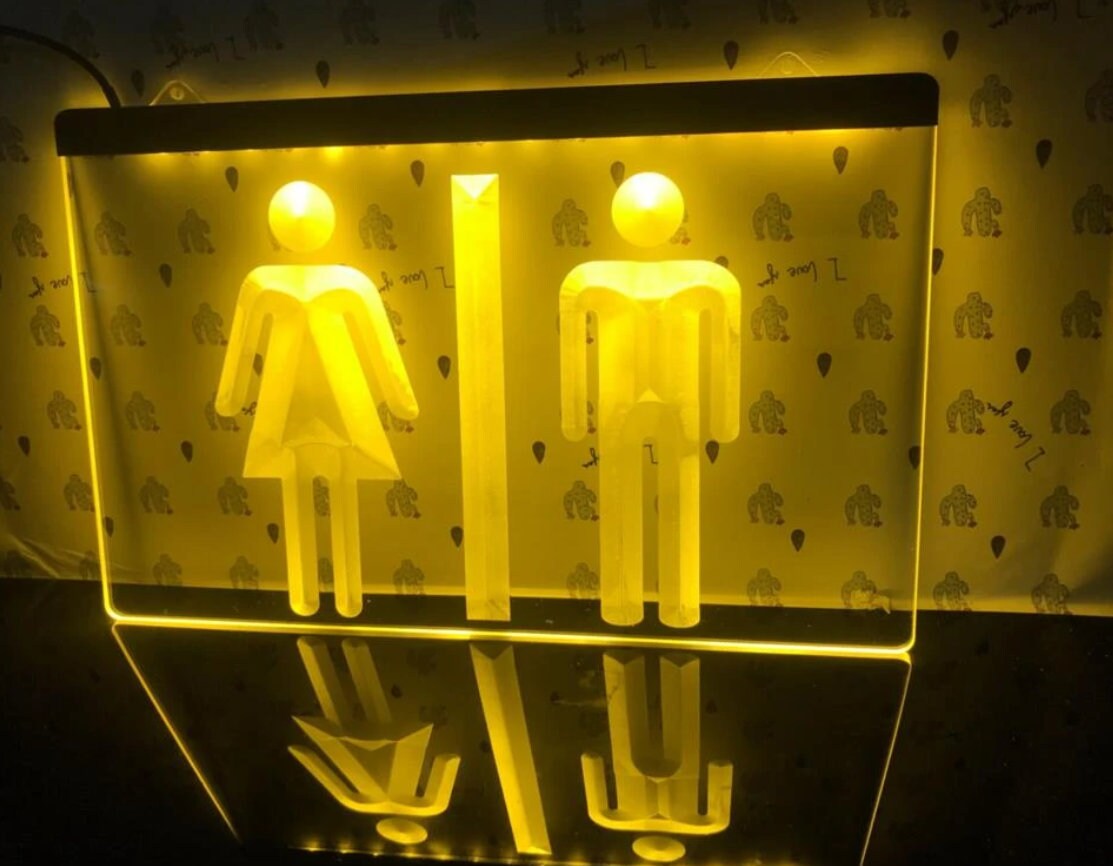 Toilet Restrooms Washroom WC Male Female Bright Display LED Light Neon ...