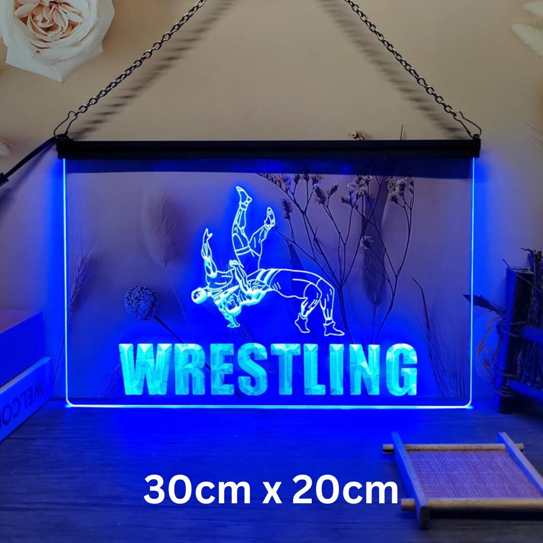 Wrestling Sign, Wrestle Led Light Sign 3D Neon for Gym Ring Mixed ...