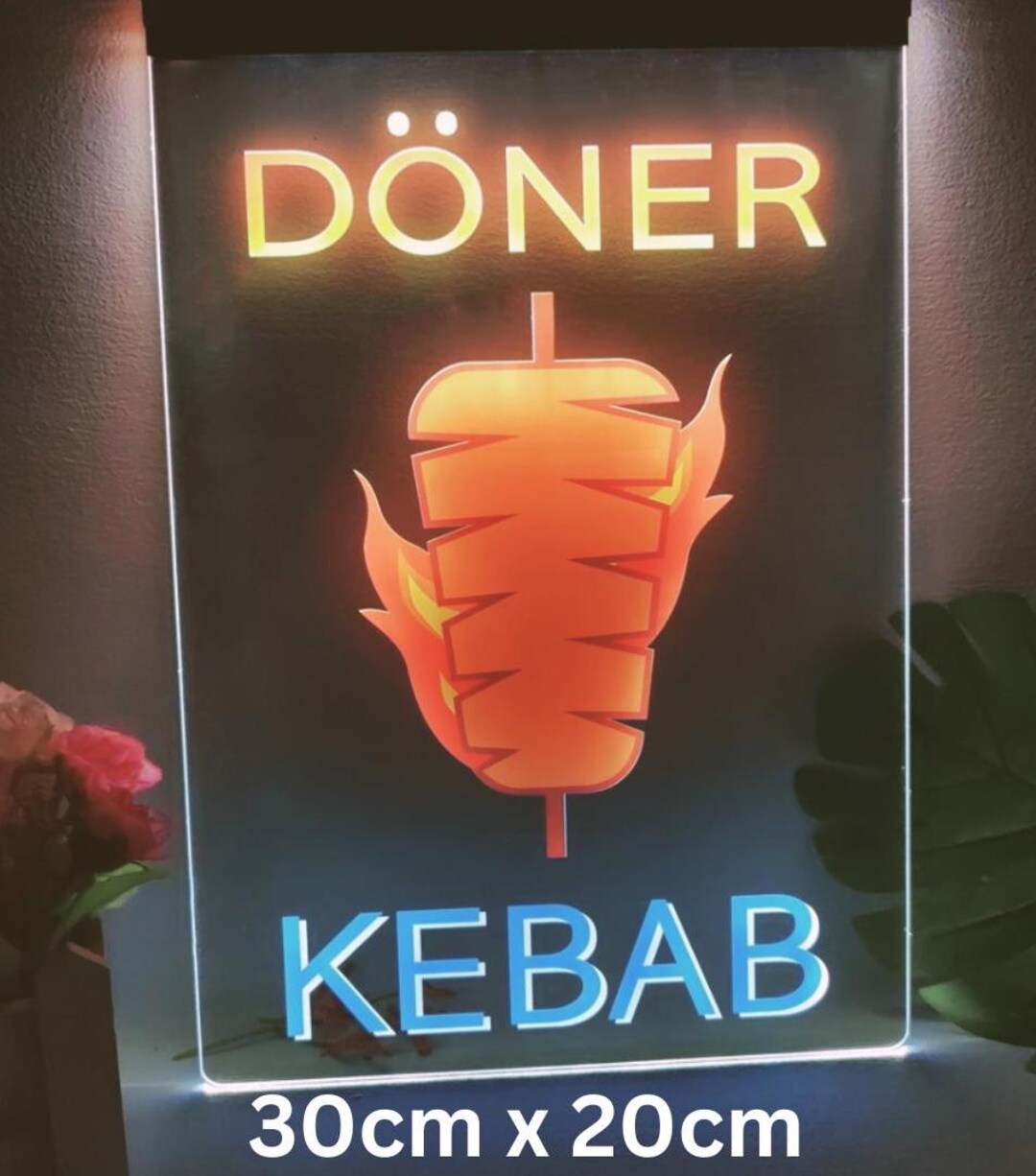 Doner Sign, Doner Kebab Led Light Sign 3D Neon Turkish Shawarma German ...