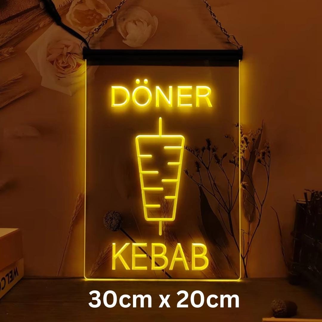 Doner Kebab LED Neon Light Sign for Shawarma Turkish German Fast Food ...