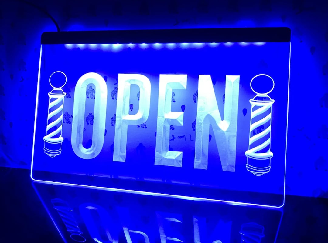 Barber Open Poles Haircut LED Light Neon Sign for Hairdresser Trendy ...