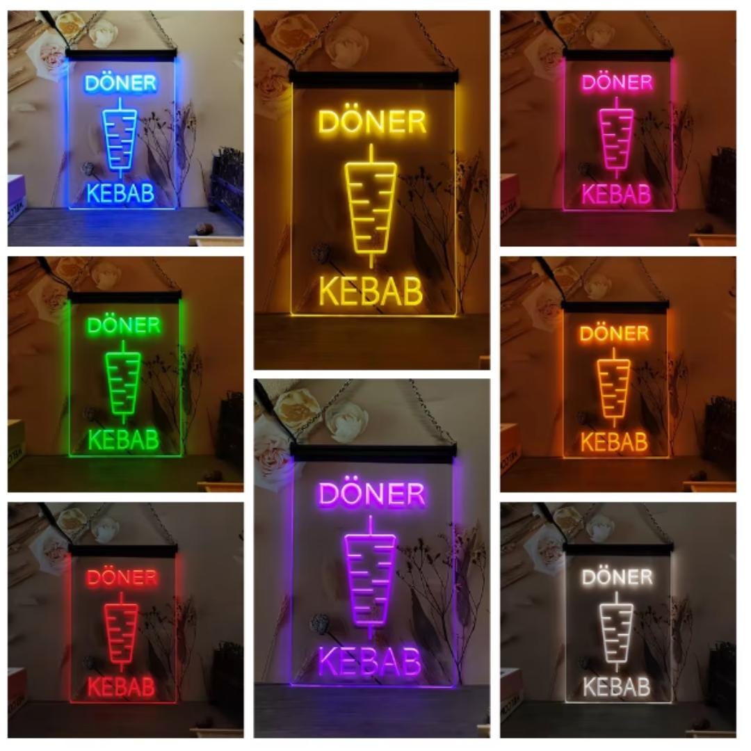 Doner Kebab LED Neon Light Sign for Shawarma Turkish German Fast Food ...