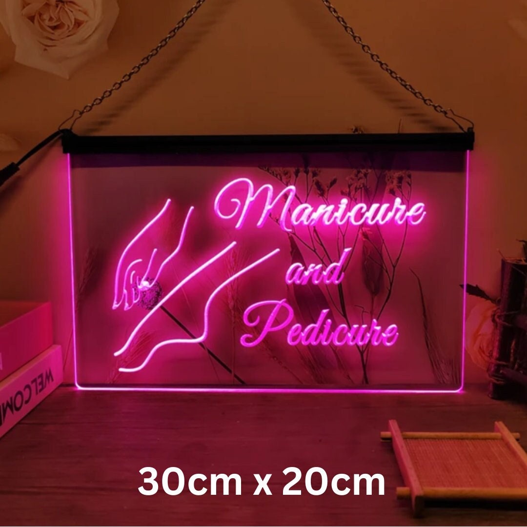 Manicure & Pedicure LED Neon Light Sign Beauty Parlor Customizable Gift ...