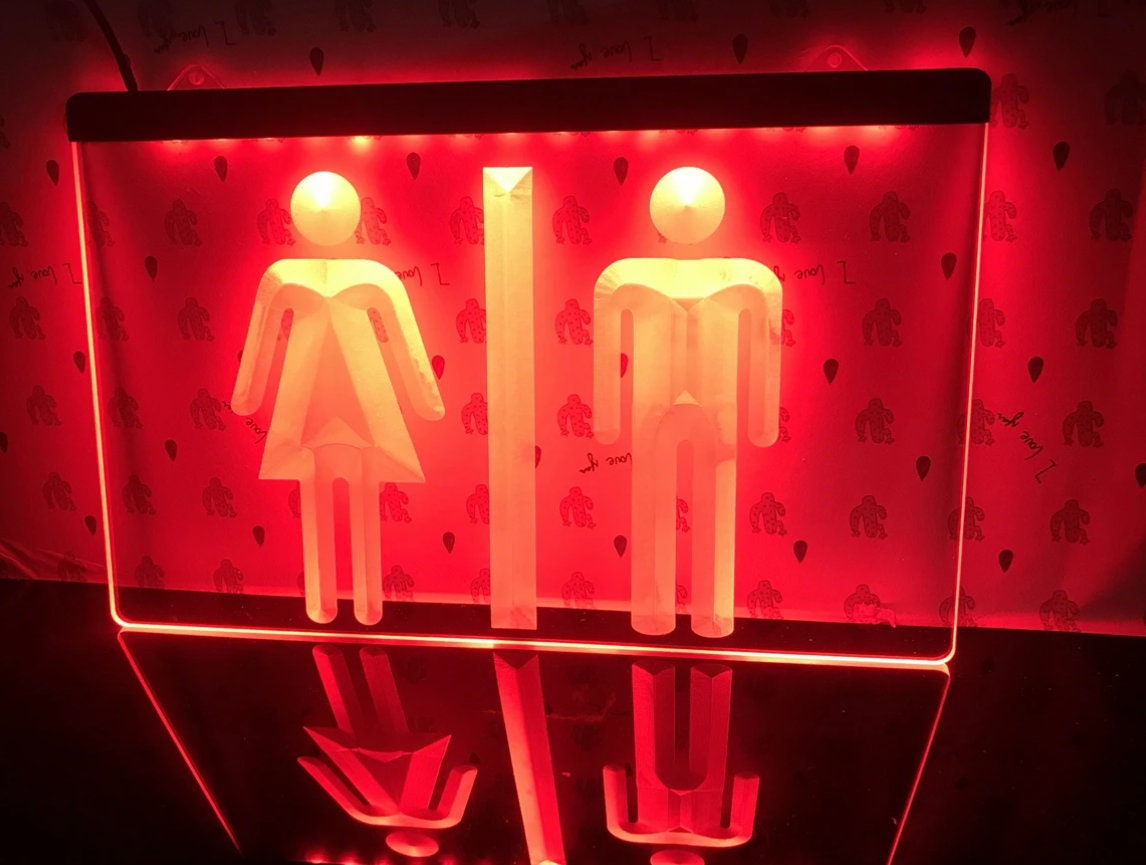 Toilet Restrooms Washroom WC Male Female Bright Display LED Light Neon ...