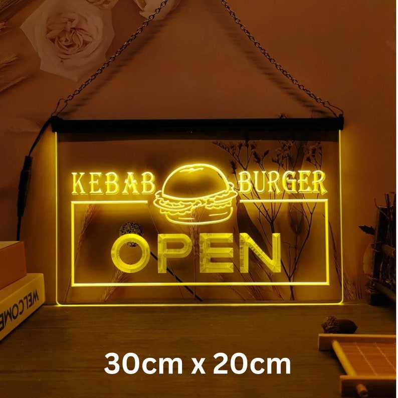 Kebab & Burger Available Led Neon Light Sign Food Café Restaurant ...