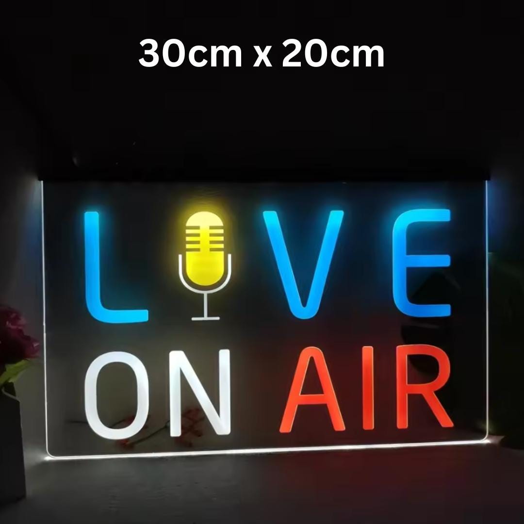 Live on Air Sign, Mic Led Light Sign 3D Neon for Music Radio Podcast ...
