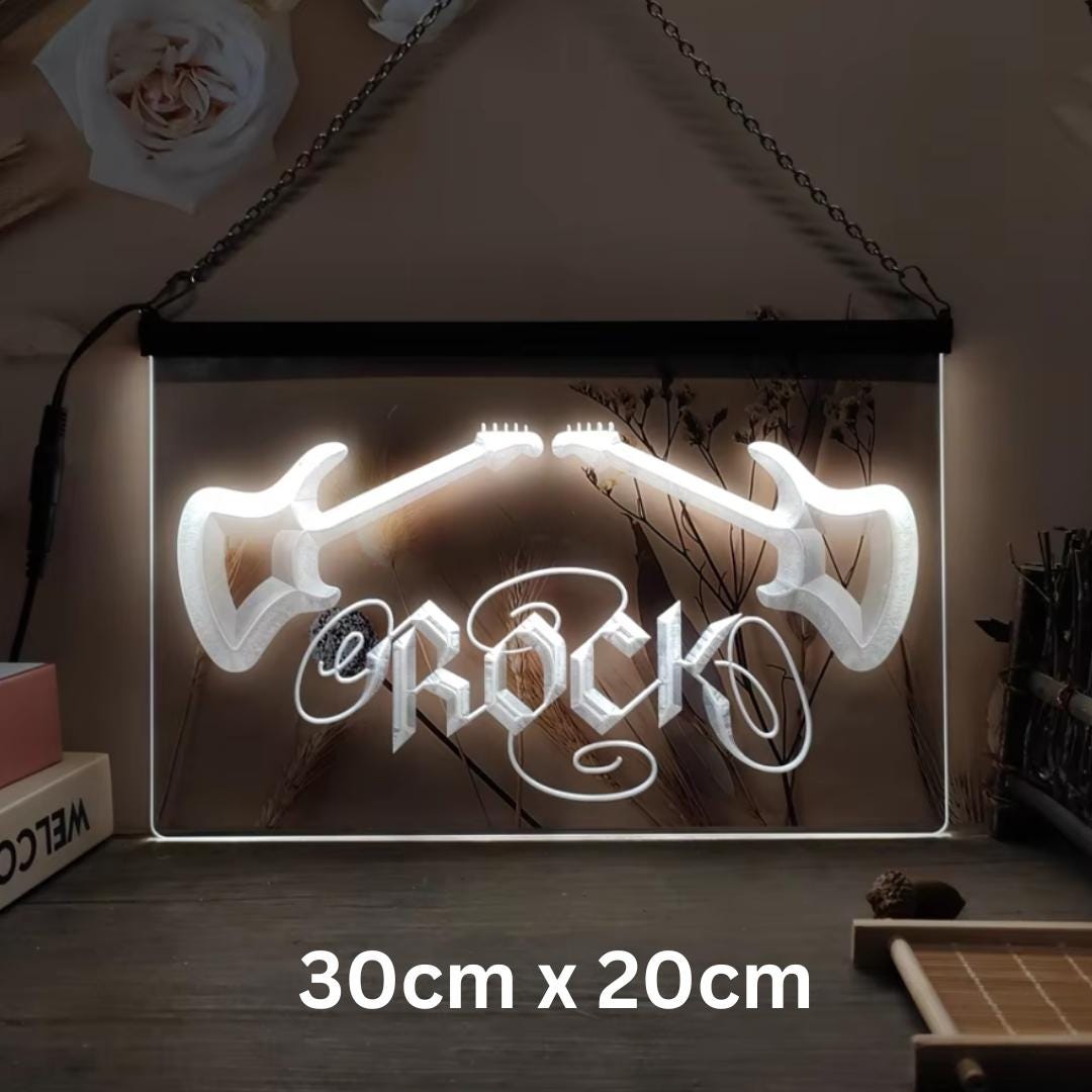 Guitar Rock Band LED Neon Light Sign for Music Store Studio Recording ...