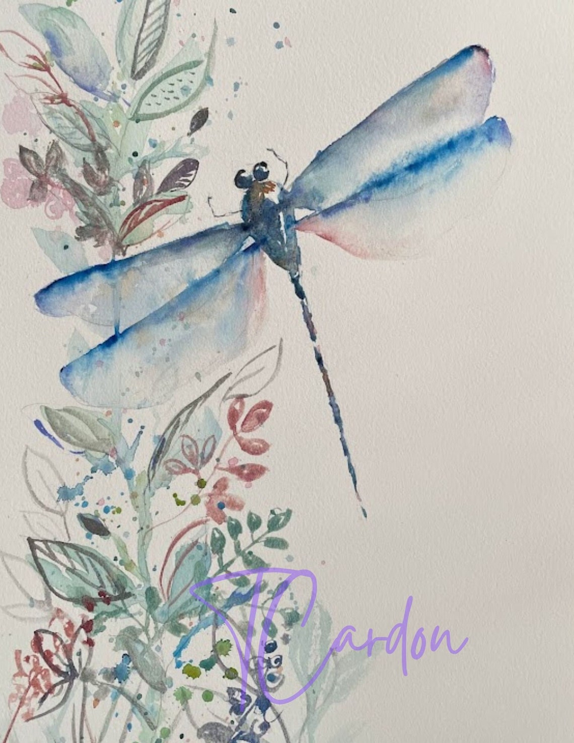 Dragonfly Watercolor Print - Etsy