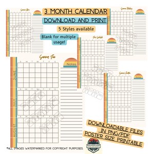 PRINTABLE, Summer Calendar, Blank for Multiple Usage, Instant Download ...