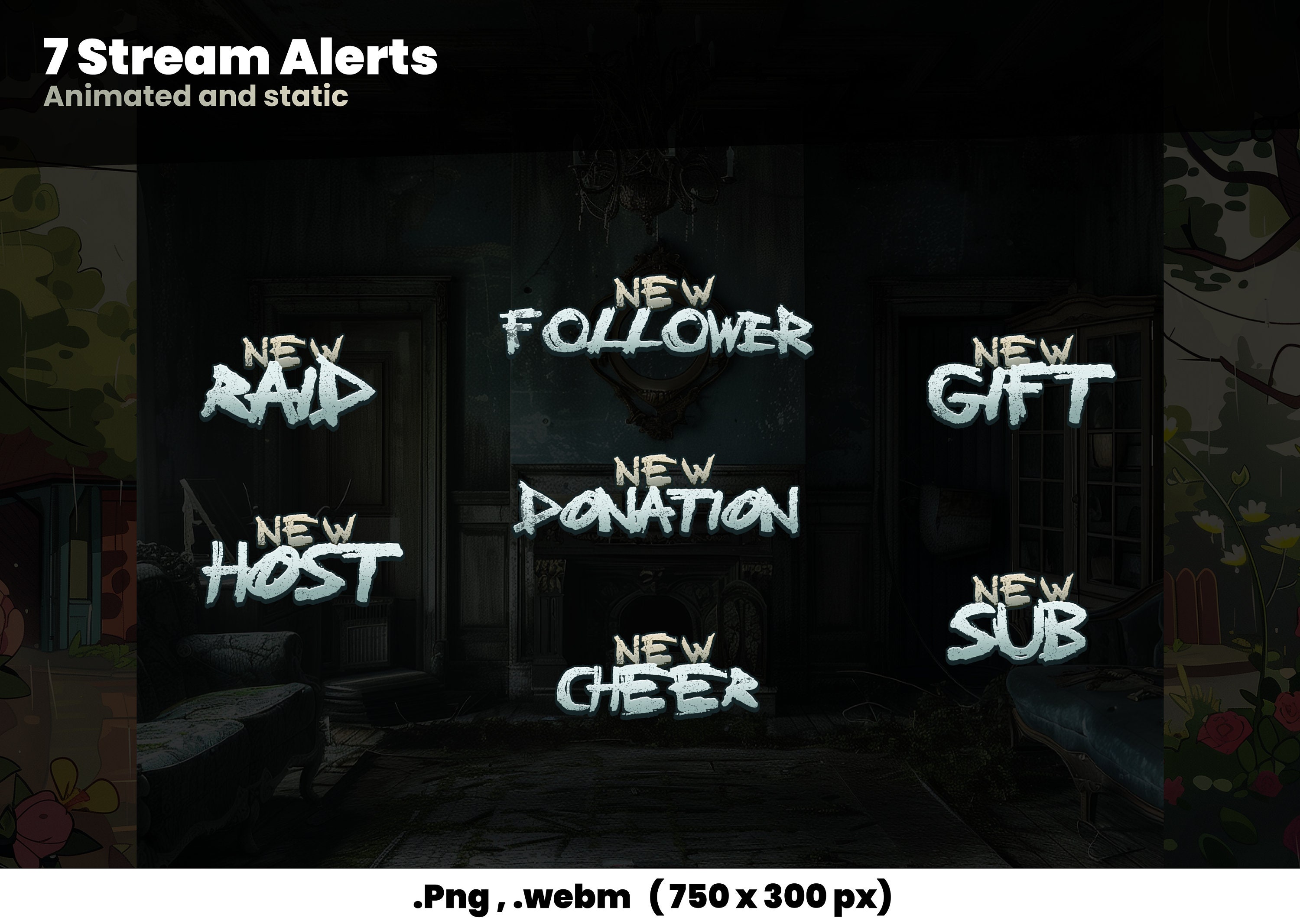 Horror Animated Stream Overlay Twitch Spooky Stream Package Dark Panels ...