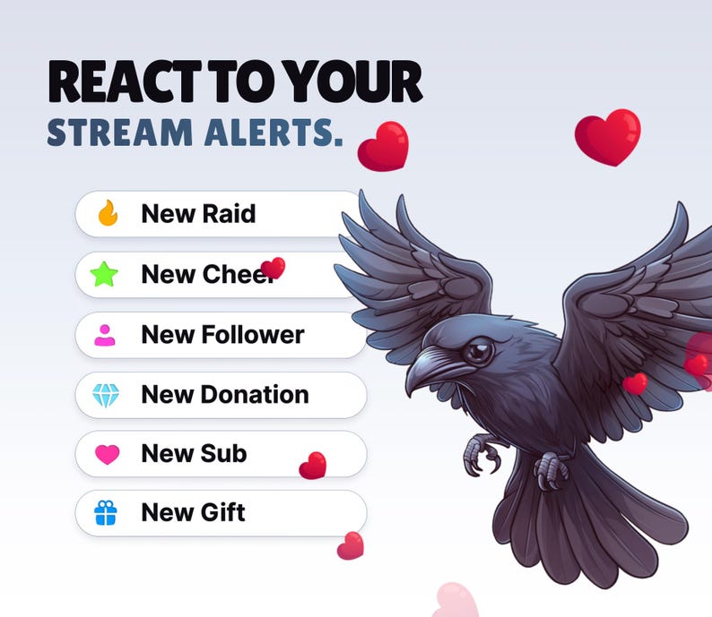 REACTIVE STREAM PET - Raven - Twitch Widget - Hd Files - Instant ...
