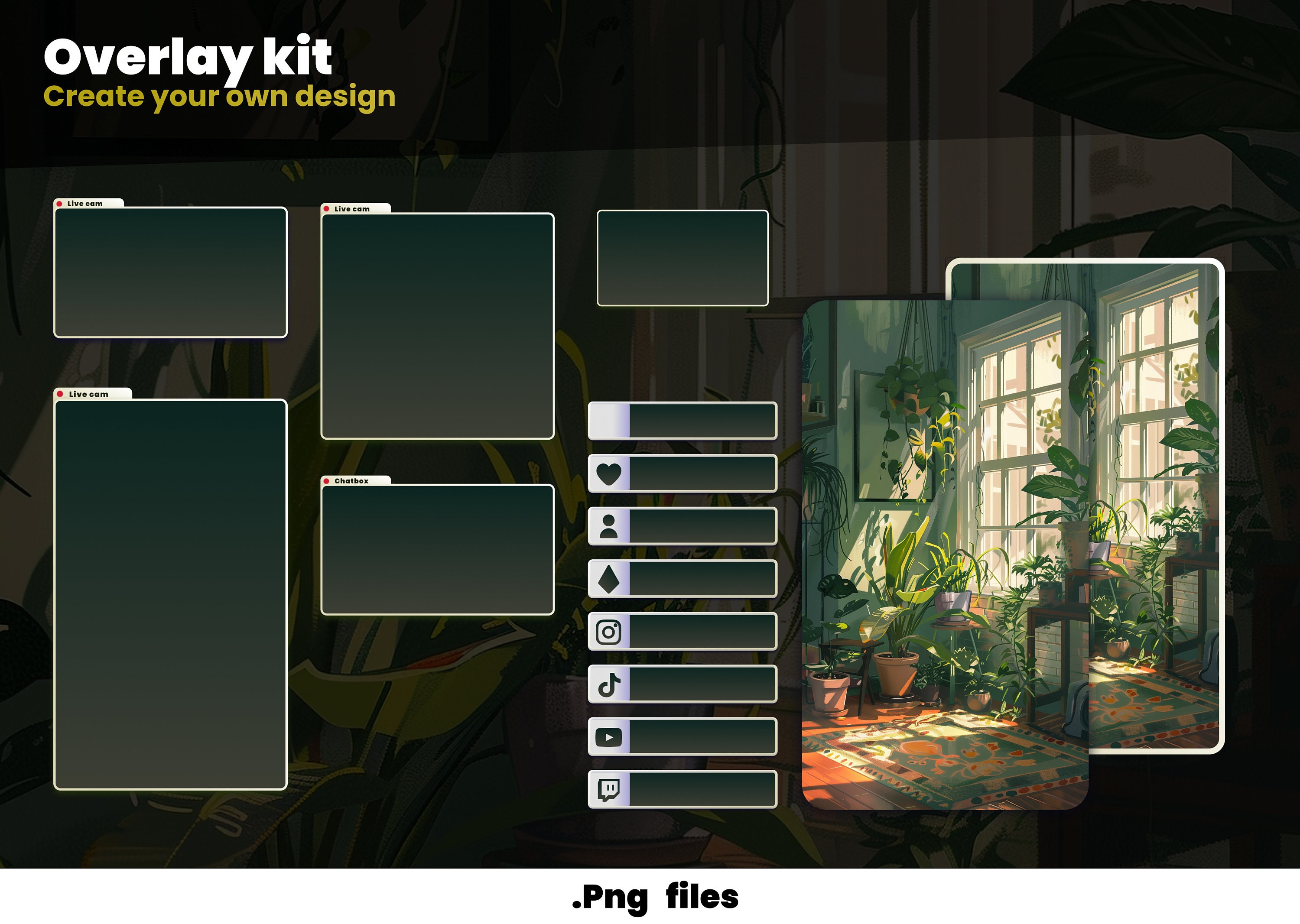TIKTOK OVERLAYS - Low-fi Room With Plants - Animated Tik Tok Stream ...