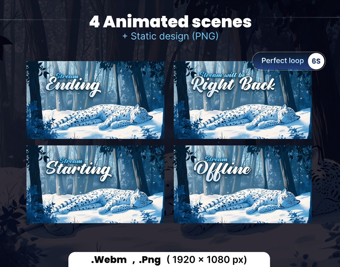 STREAM PACK - Snow Leopard- 1920x1080px - Animated Package - Overlays ...