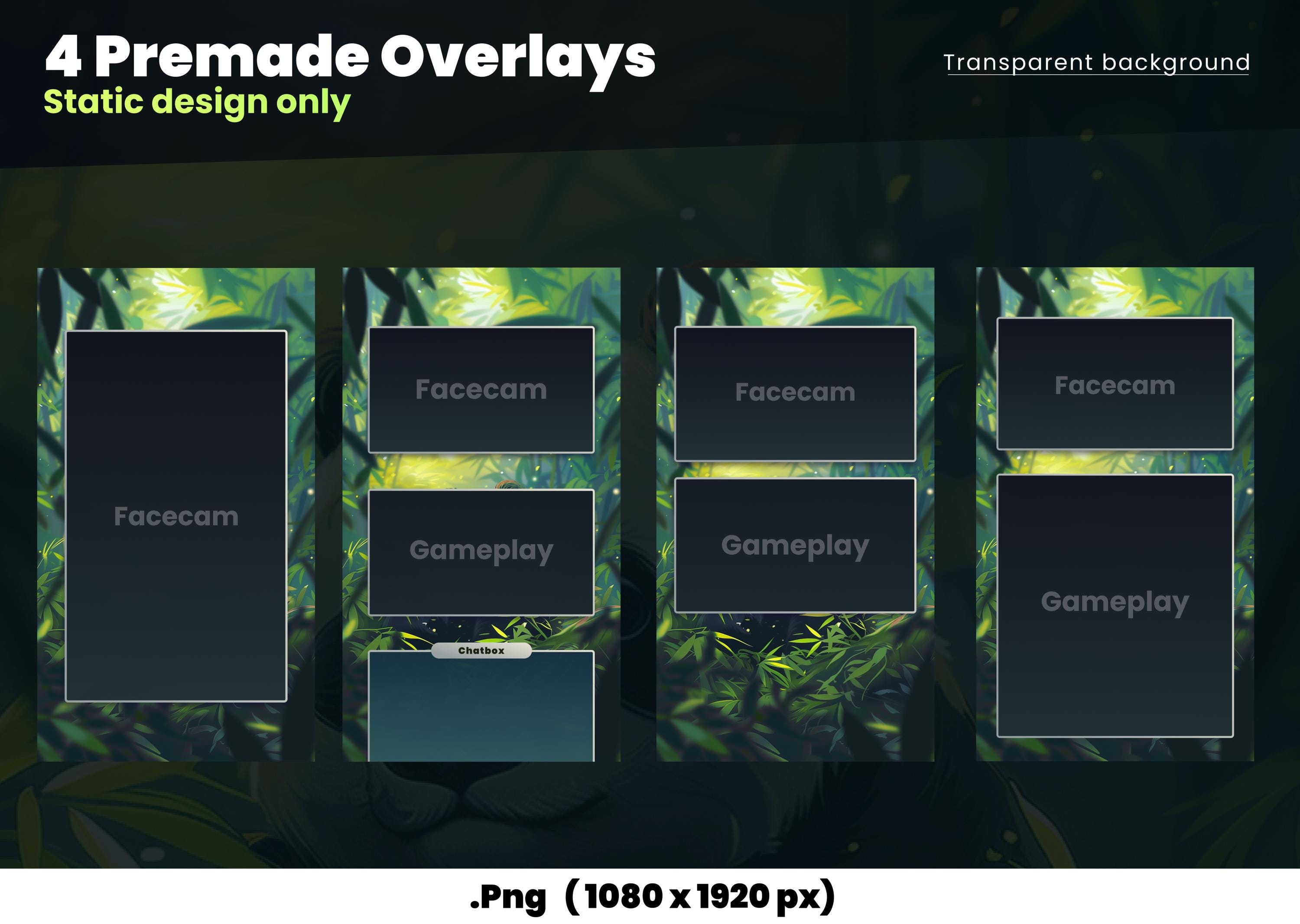 PANDA OVERLAY TIKTOK - Full Stream Package - Green Bamboo Forest With a ...