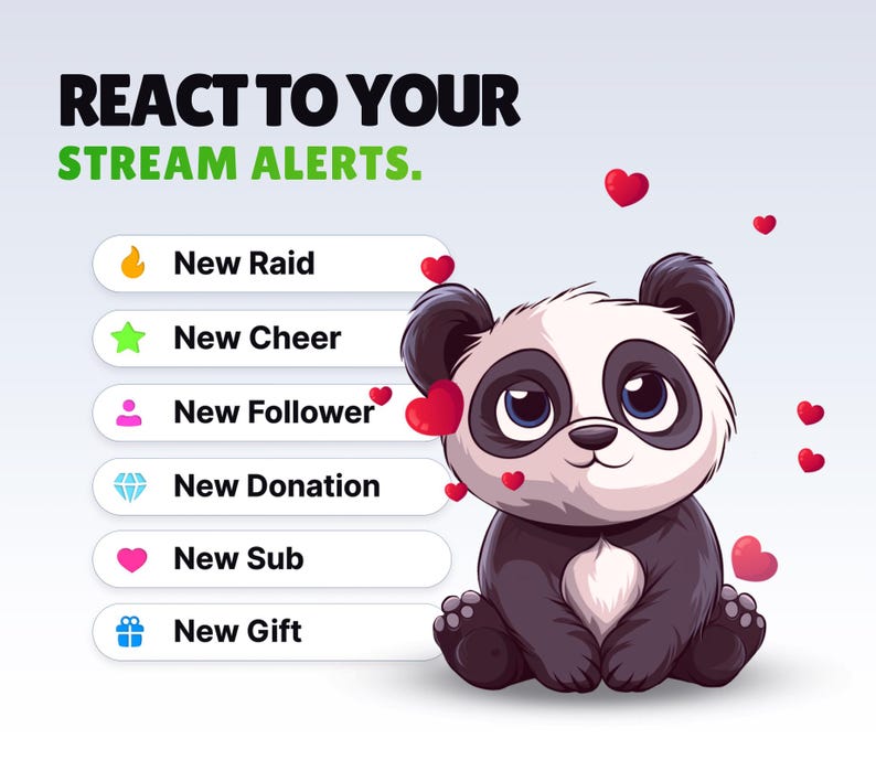 REACTIVE STREAM PET - Panda - Twitch Widget - Hd Files - Instant ...