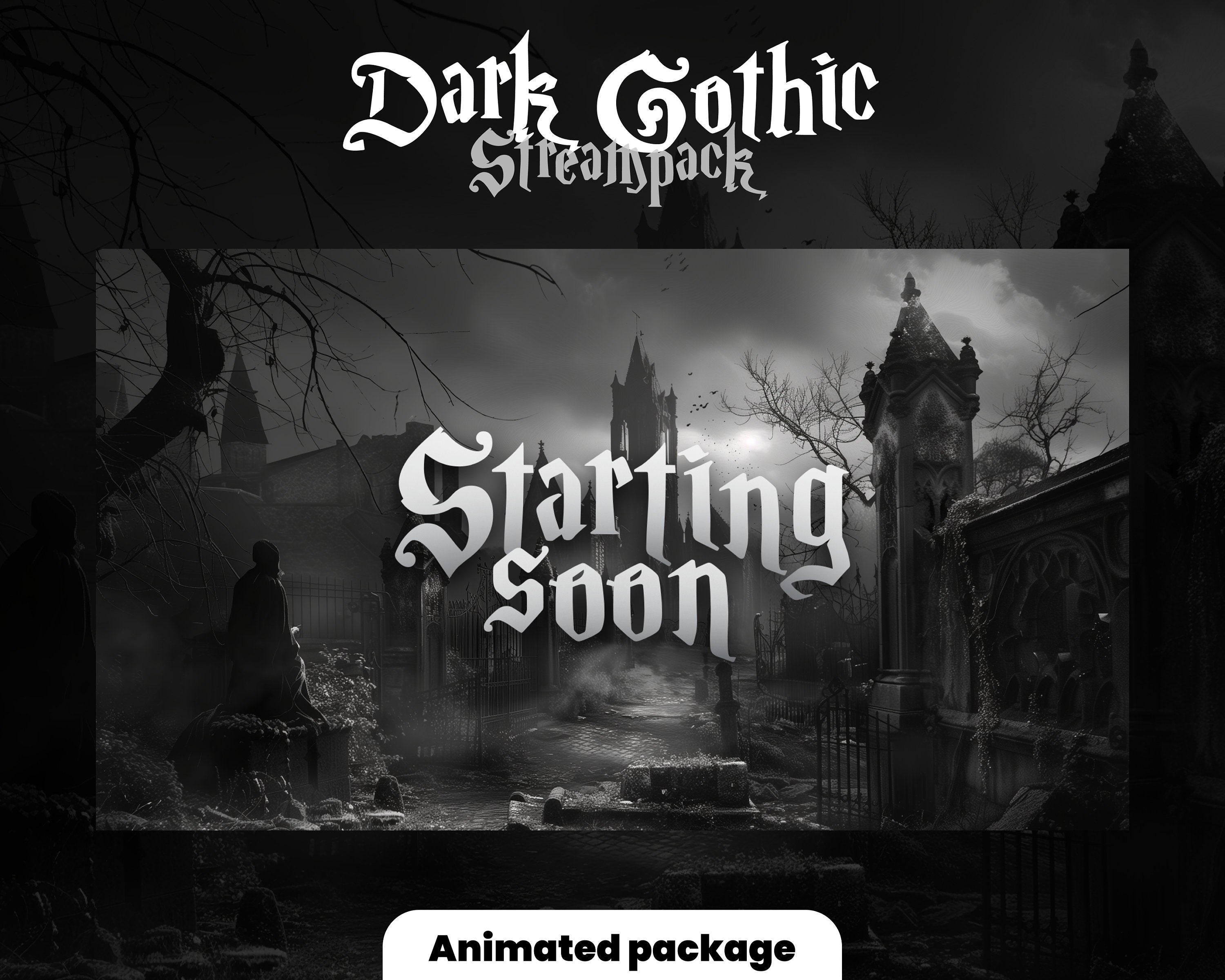 Dark Gothic Stream Overlay Emo Vampire Stream Package Twitch Overlays ...