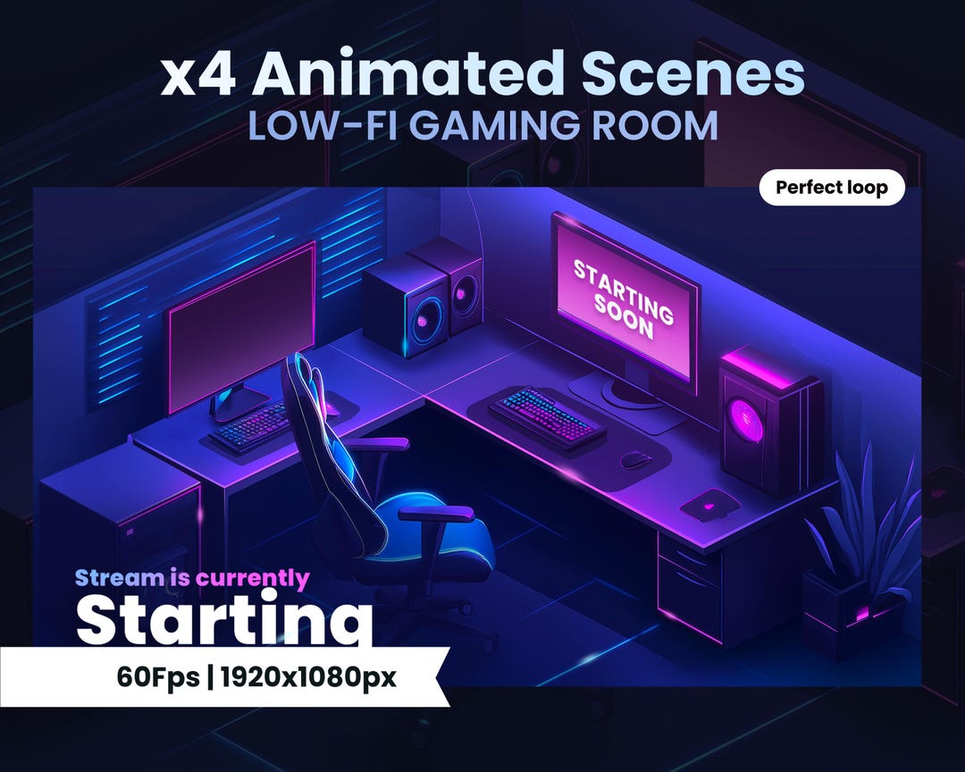 X4 Animated Stream Scenes - Low-fi Gaming Room - Twitch / Youtube ...