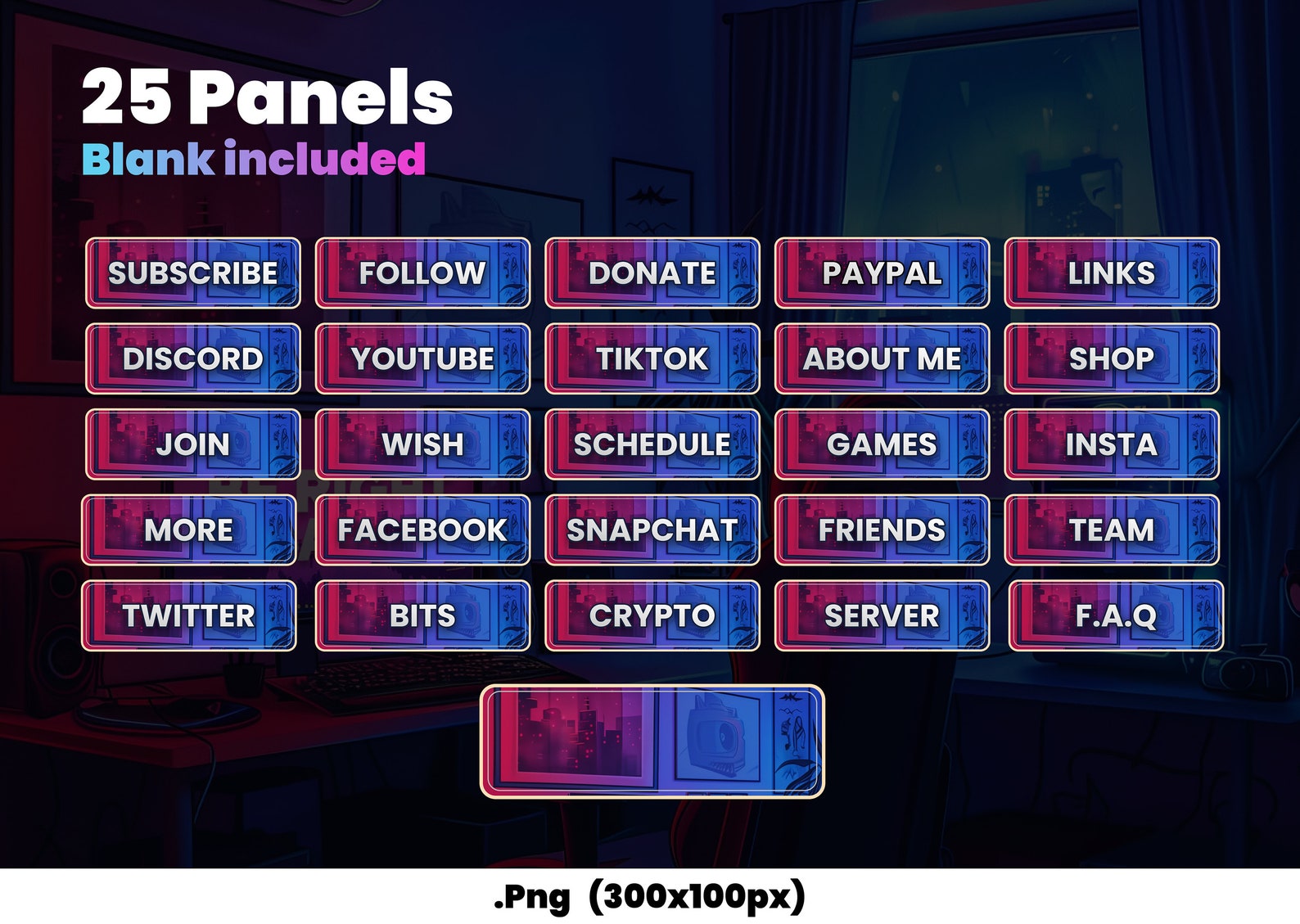 NEON GAMING ROOM Stream Package - Overlays Kit for Twitch - Animated ...
