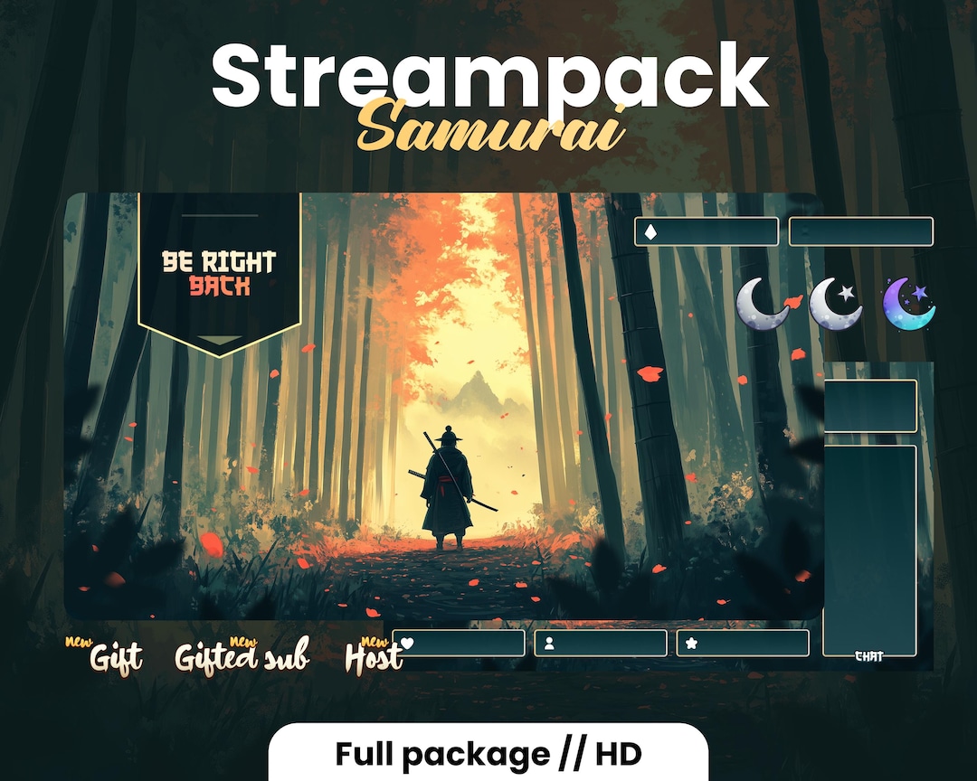 Low-fi Samurai Stream Overlay Kit | Animated Streampack | Japan, Epic ...
