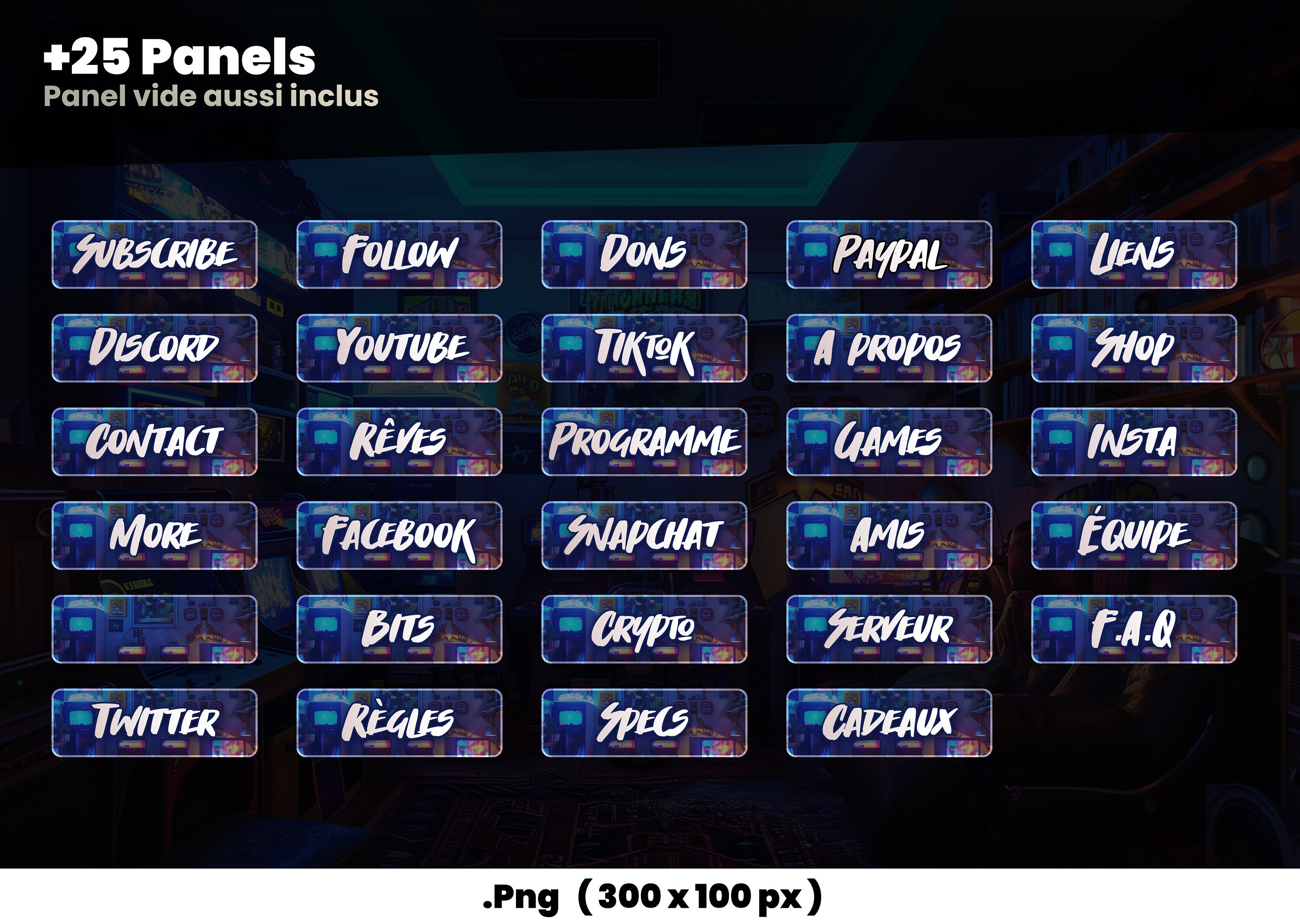 RETRO GAMING Streampack FR Overlays Kit En Français Low-fi Animé Blue ...