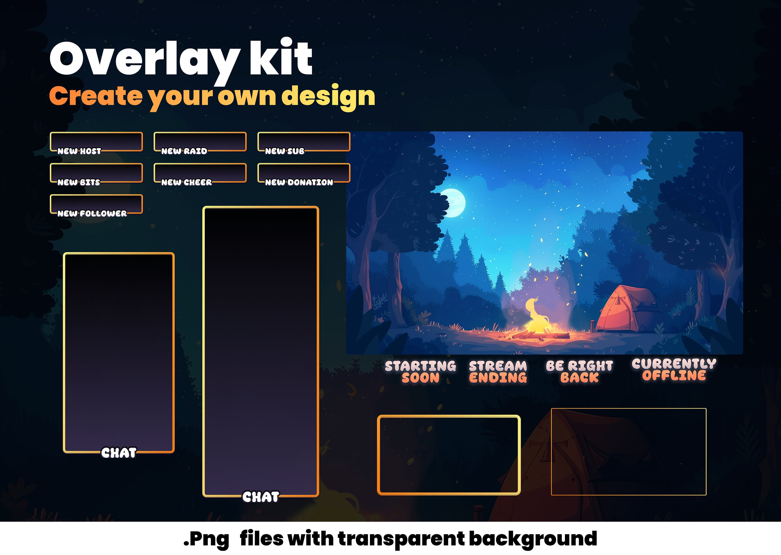 Forest Campfire Animated Twitch Package - Midnight Low-fi Mood ...