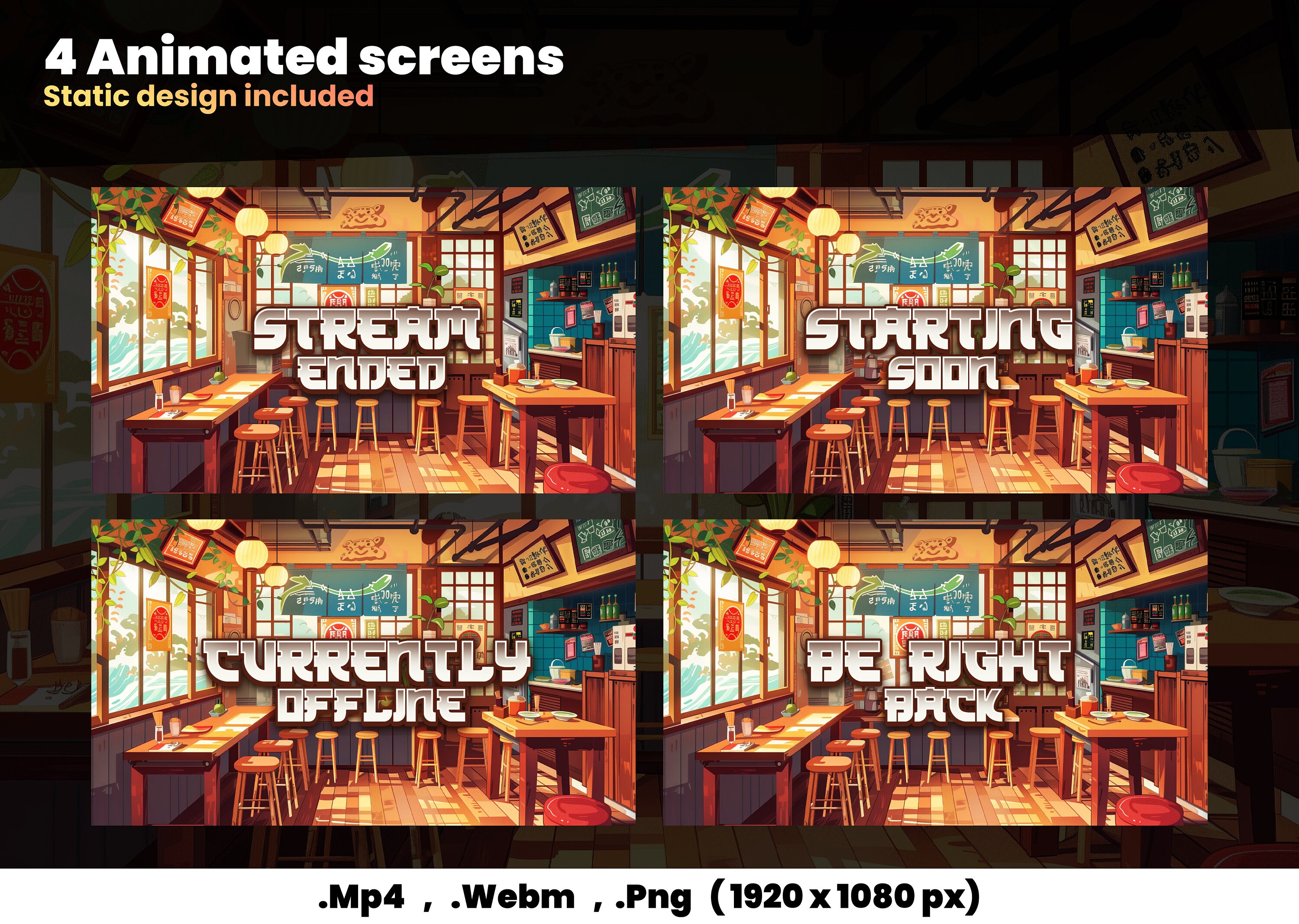 RAMEN SHOP OVERLAY Kit Twitch Stream Package Japanese Ramen Shop Japan ...