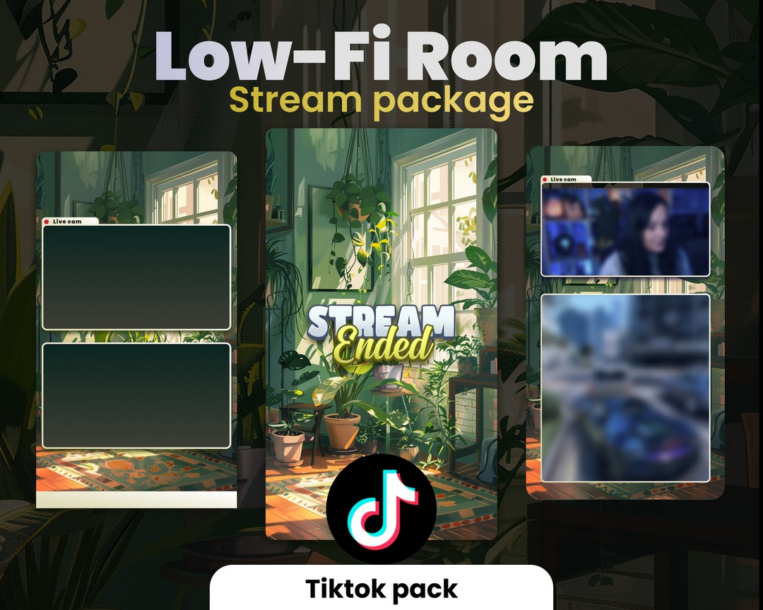 TIKTOK OVERLAYS Low-fi Room With Plants Animated Tik Tok Stream Package Screens, Alerts and More ...
