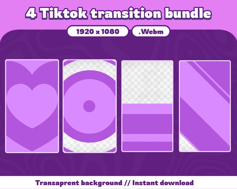 Tiktok Transition Package - 4 Pink Low-fi Animated Webm (instant ...