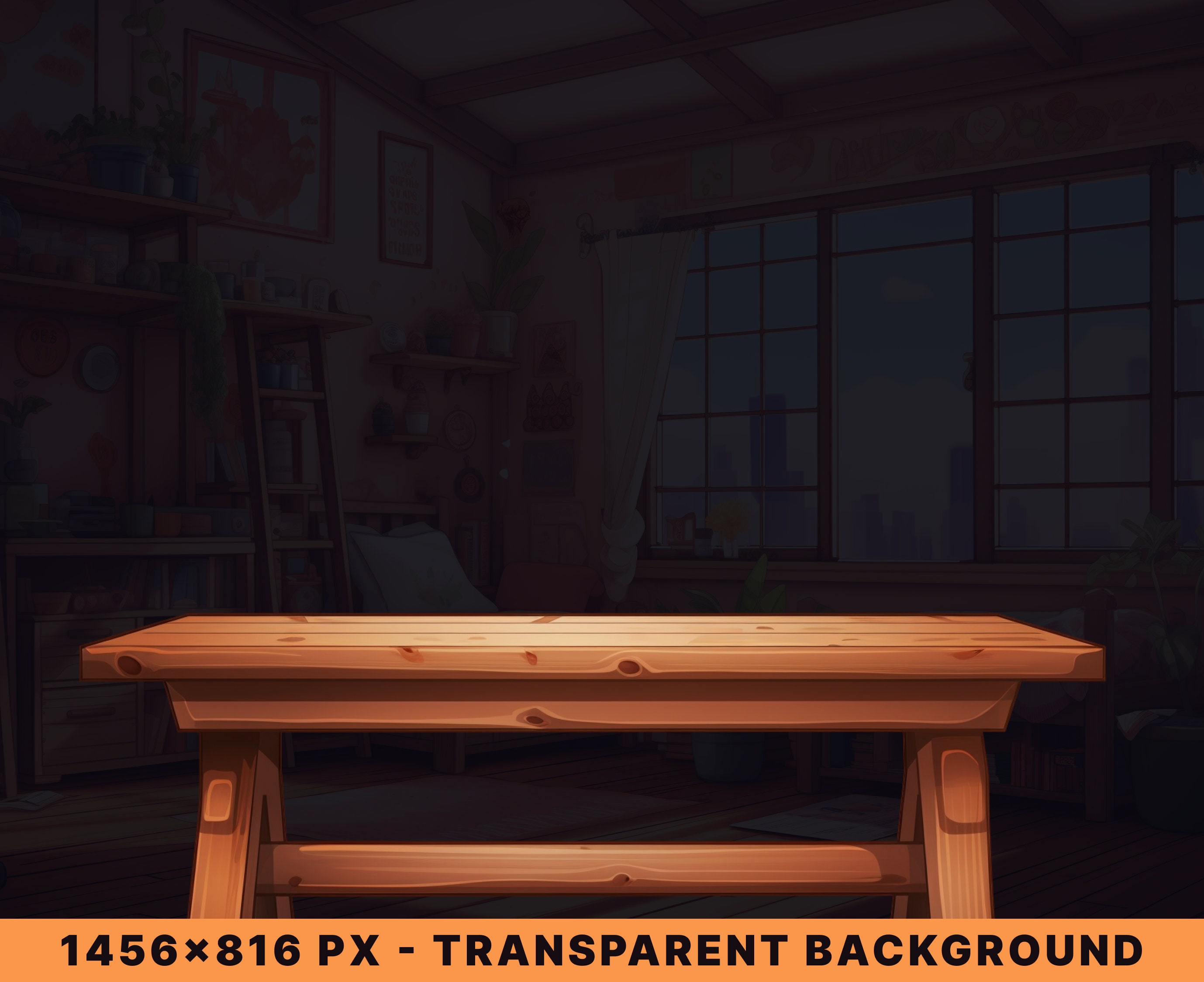 VTUBER Wooden Table Desk VTUBER KIT Brown Illustrated Stream Decoration ...