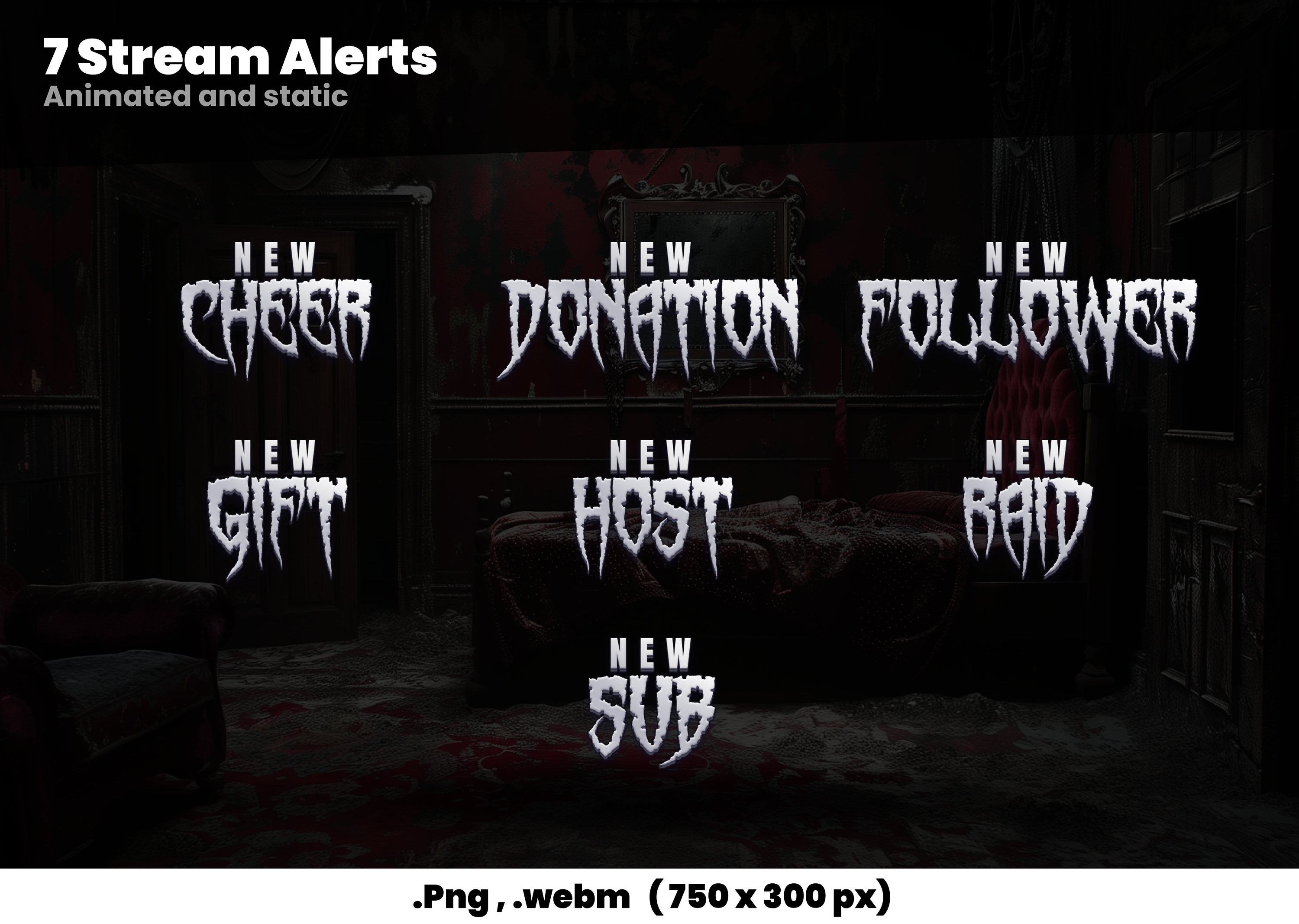 HORROR ROOM Twitch Stream Package Animated Streampack Black and Red ...