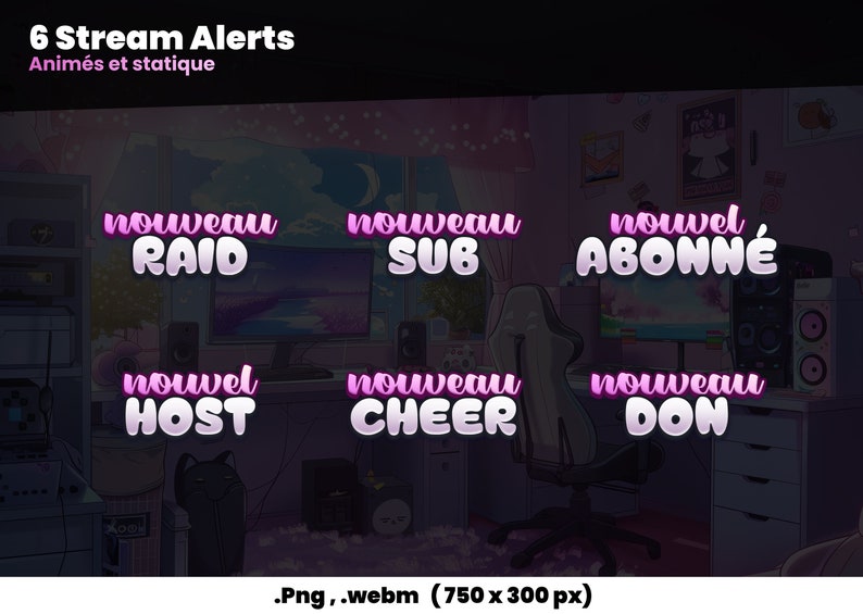 CUTE KAWAI STREAMPACK - French Stream Package - Purple and Pink - Cute ...