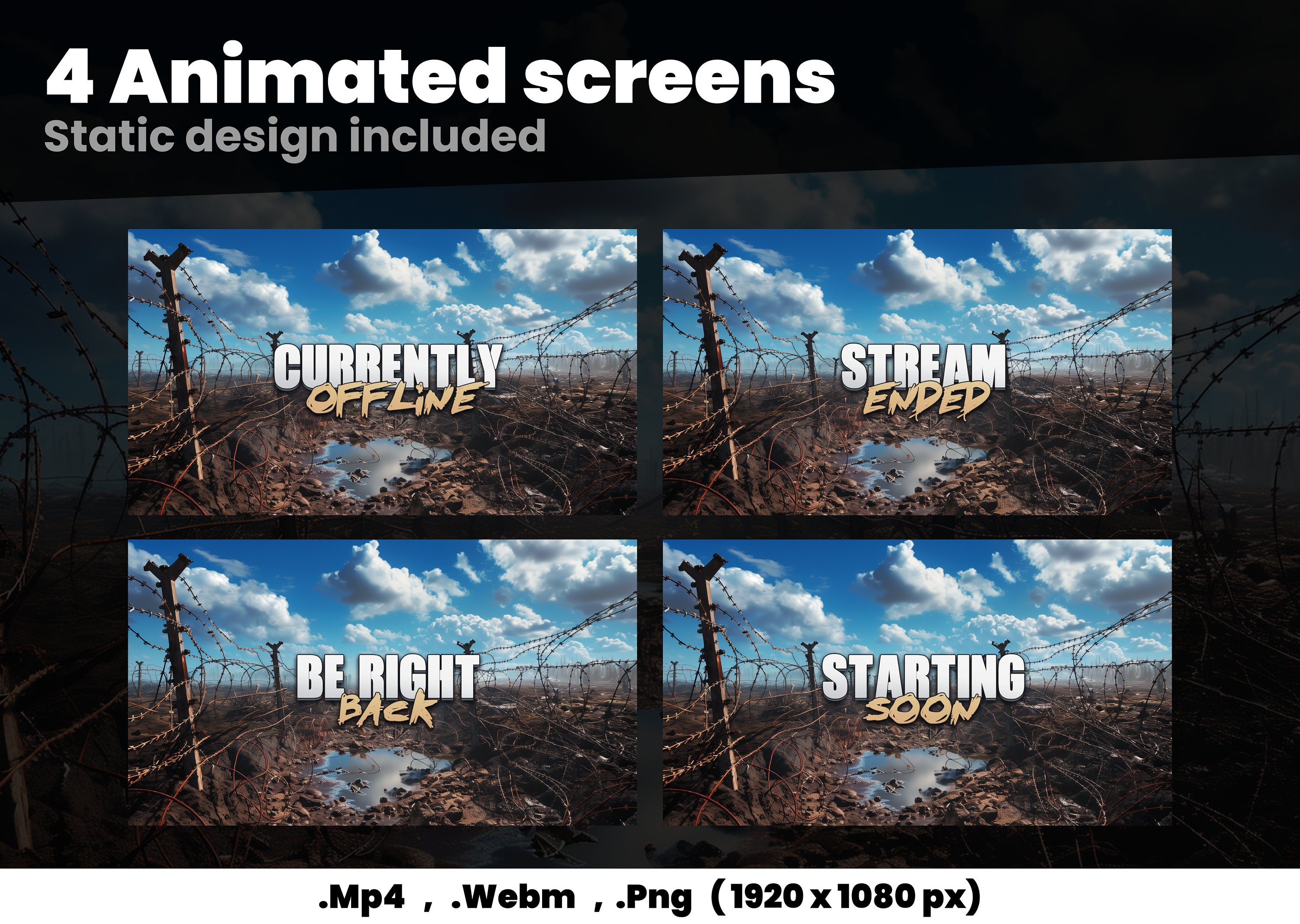 BATTELFIELD WARZONE STREAM Package Animated Twitch Stream Overlays Bleu ...