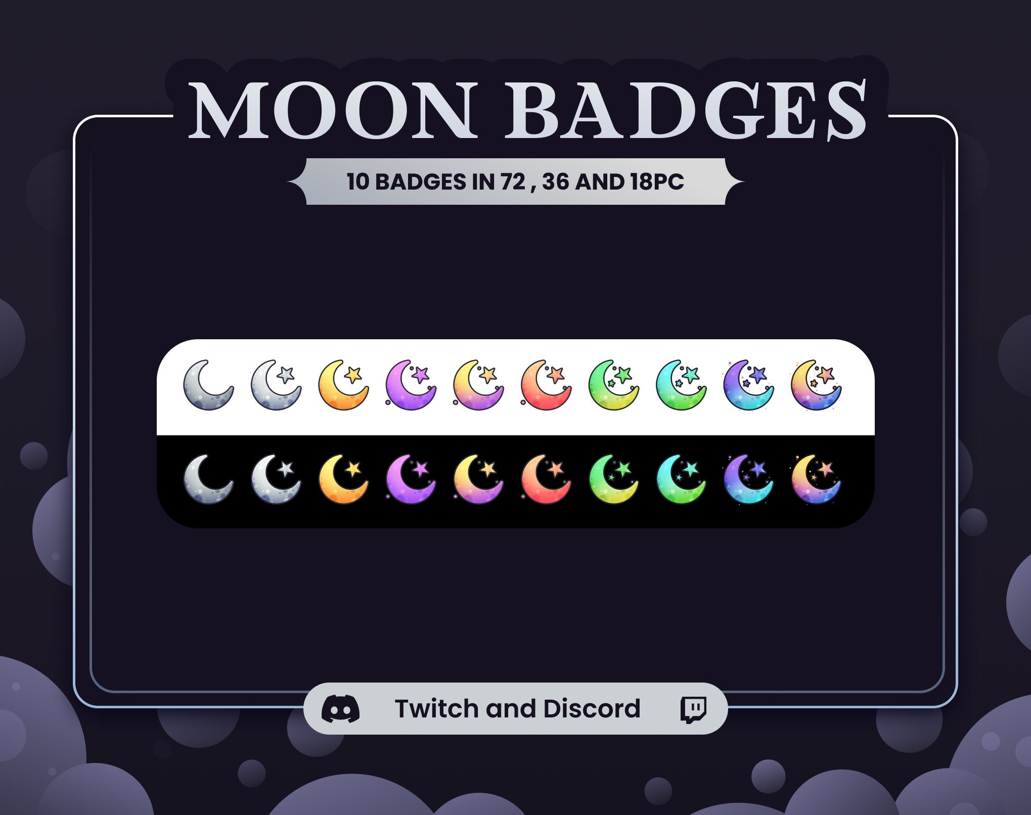 TWITCH MOON BADGES - Colorfull Badges for Twitch and Discord - Cute ...