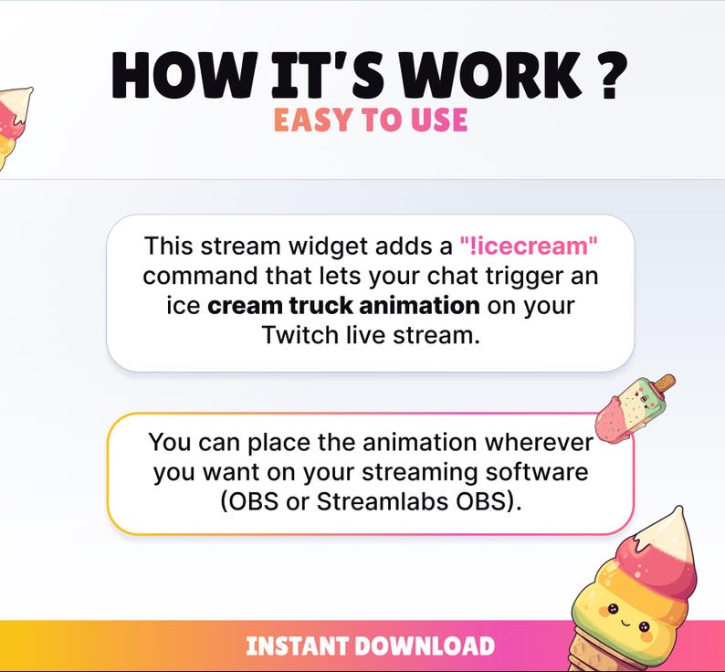 STREAM COMMAND WIDGET - Ice Cream Truck - Chat Command for Twitch and ...