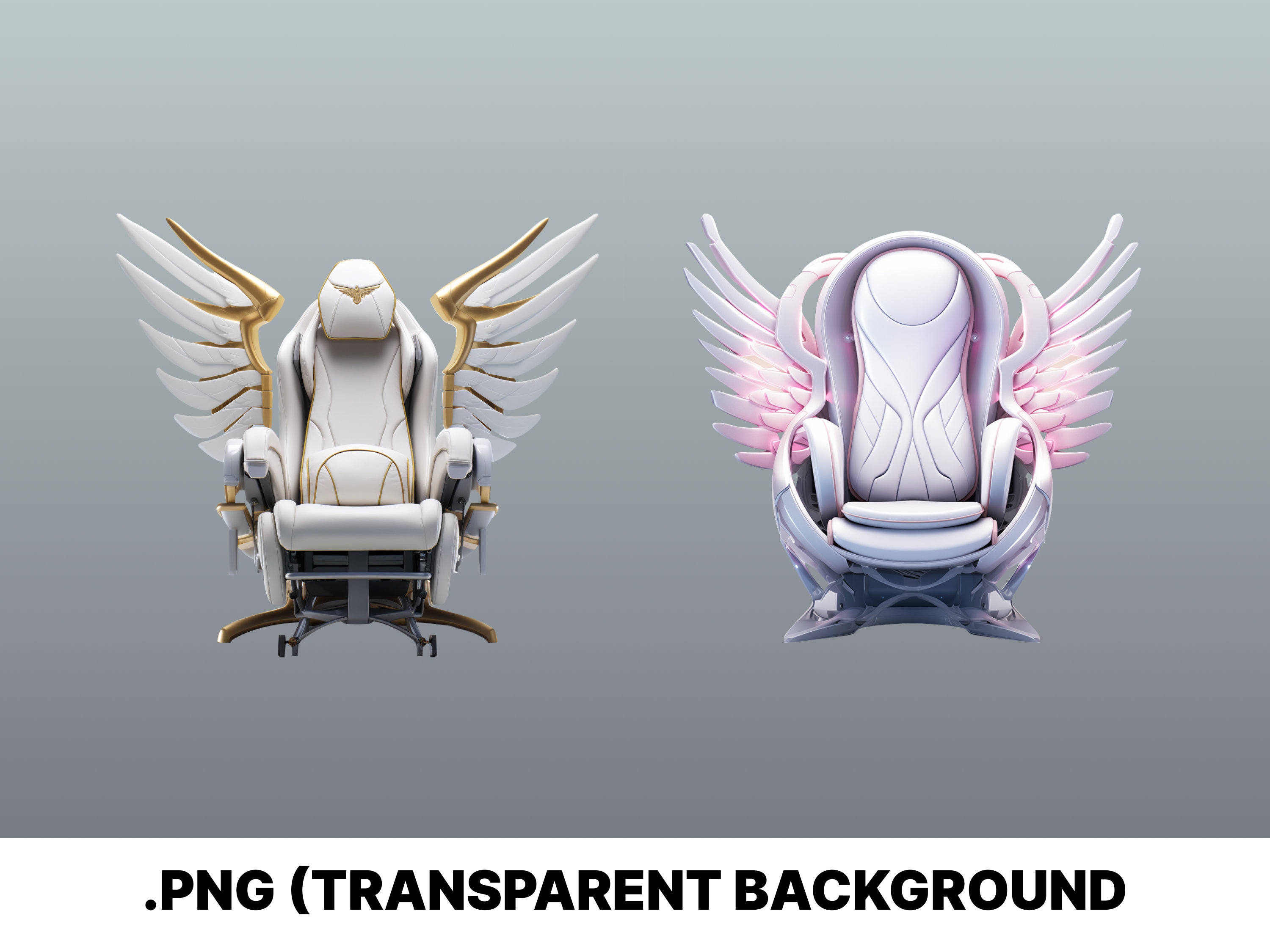 Angelic Vtuber Asset Kit – White Wings, Chair, Desk (PNG Digital ...