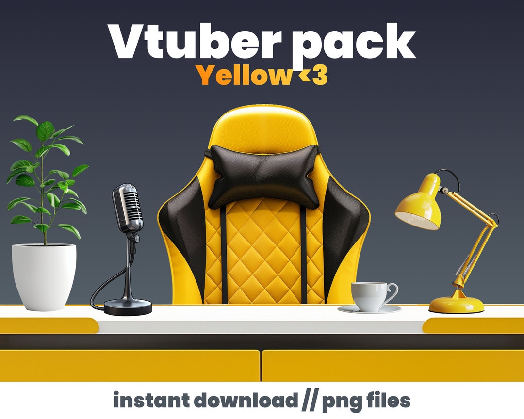 VTUBER KIT - Yellow Gaming Room - Chairs, Desk, Mics and More! Stream ...
